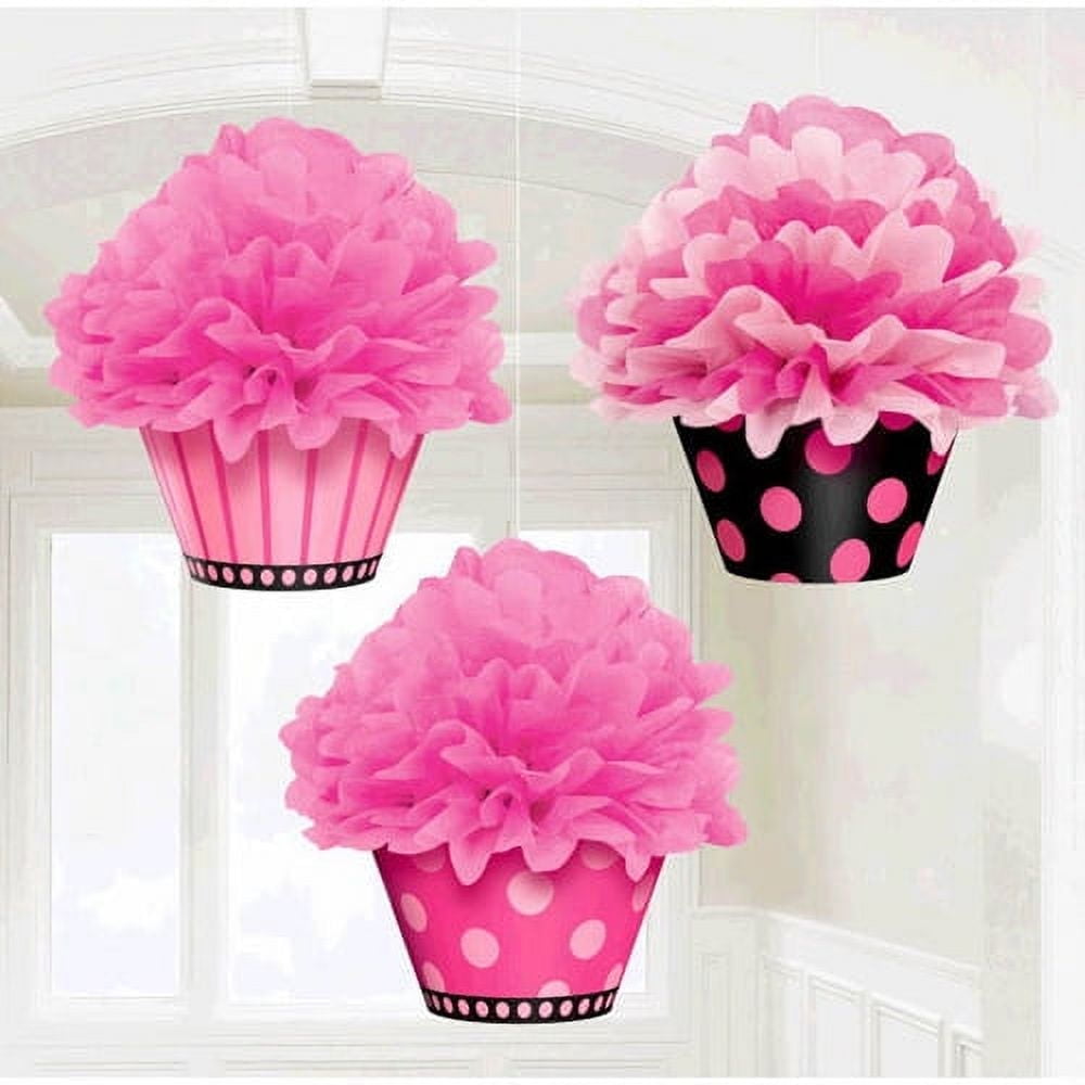 Various Decoration, Cupcake Fluffy Decorations, Pink, 12", 3 Count ...