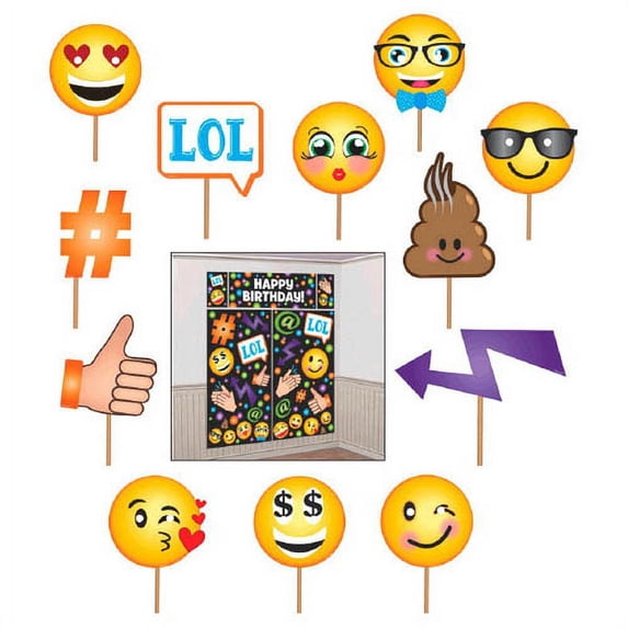 Emoji 'LOL' Party Decor Wall Poster Kit w/ Photo Props (17pc) - Walmart.com