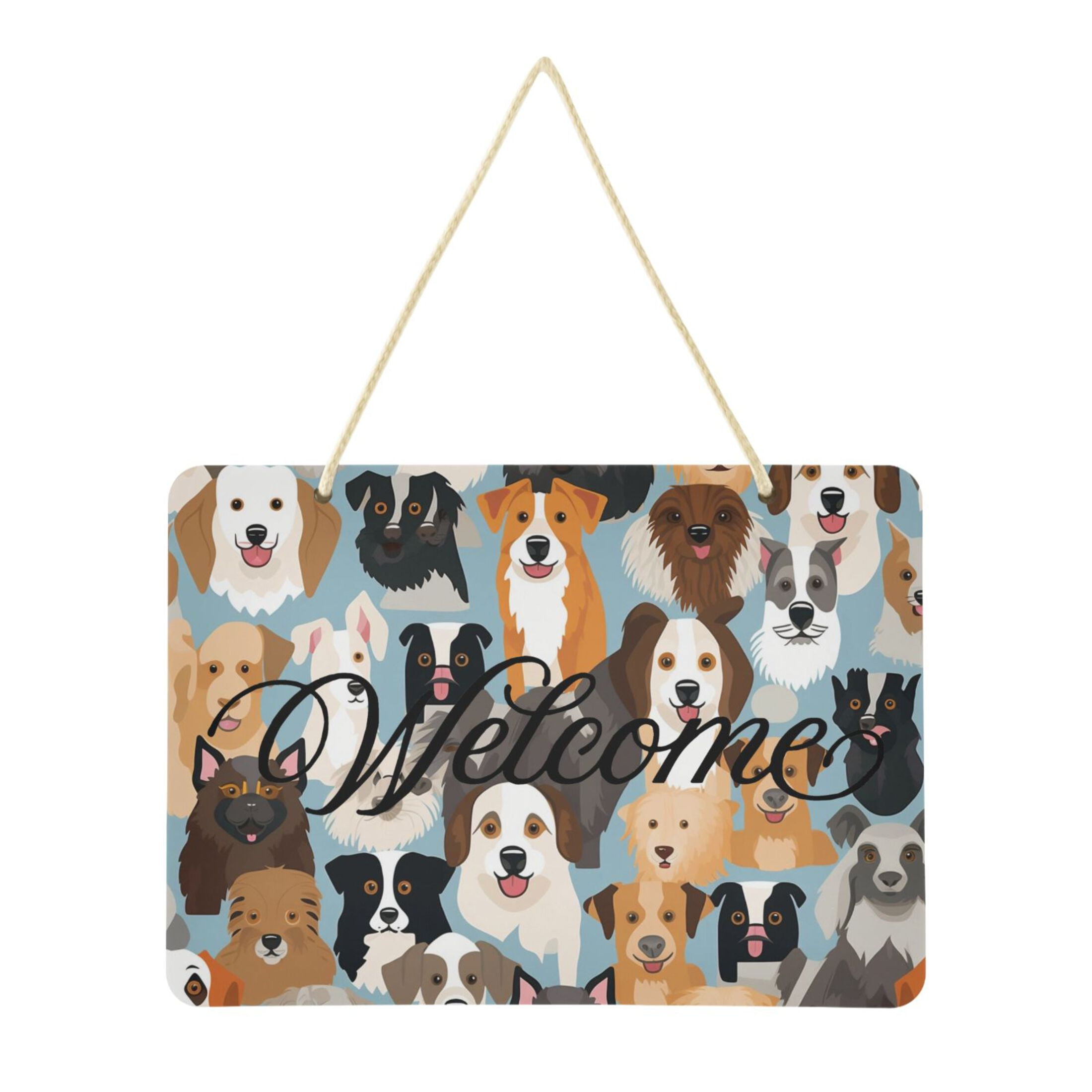 Various Expressive Dogs Welcome Sign Front Door PVC 14x10 inch Hanger ...