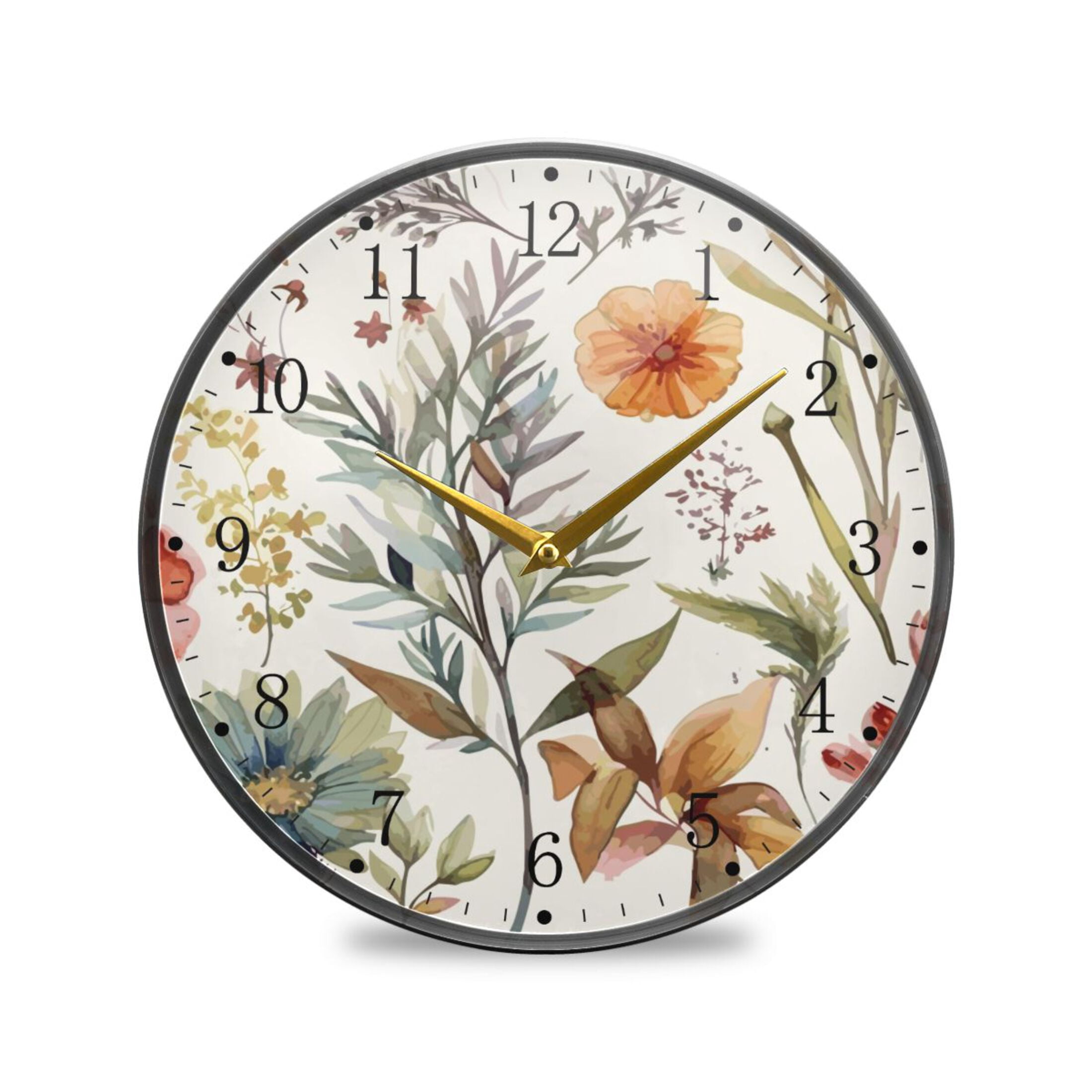 Various Flowers Leaves Abstract Acrylic Wall Clocks Quiet Round Clock ...