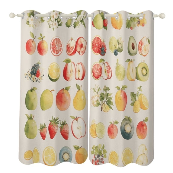 Various Fruits 2 Panel Curtain Set, Watercolor Painting Window ...