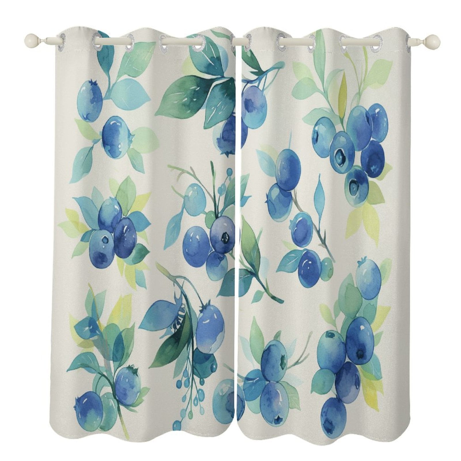 Various Fruits 2 Panel Curtain Set, Watercolor Painting Window ...