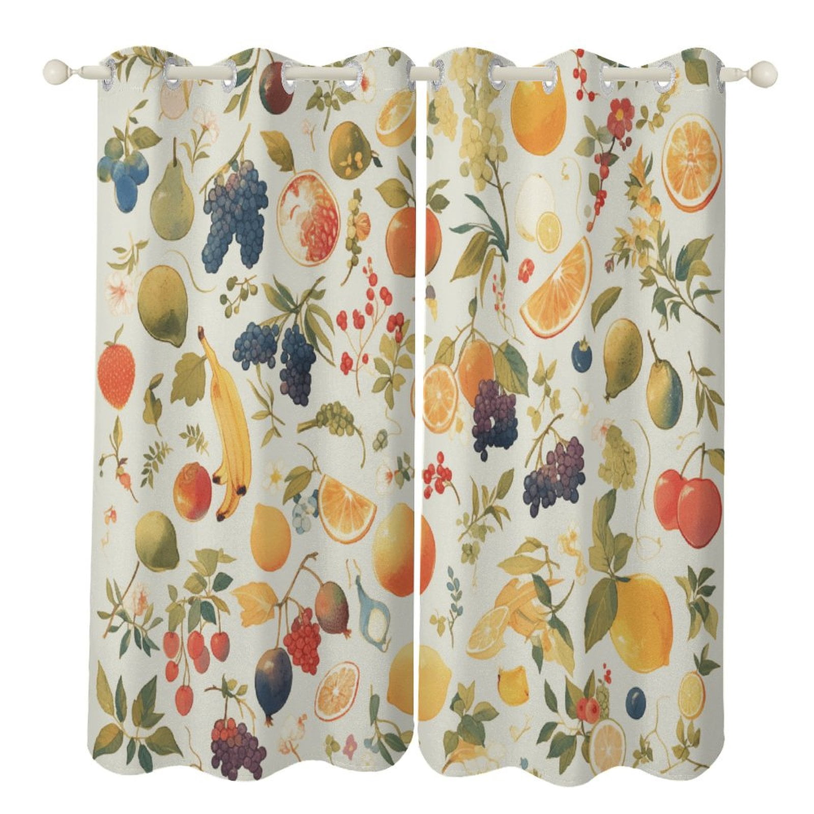 Various Fruits 2 Panel Curtain Set, Watercolor Painting Window ...
