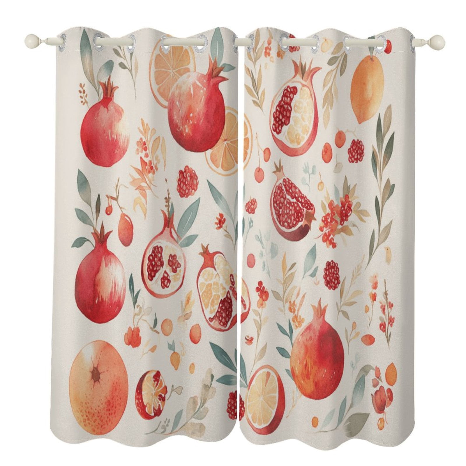 Various Fruits 2 Panel Curtain Set, Watercolor Painting Window ...