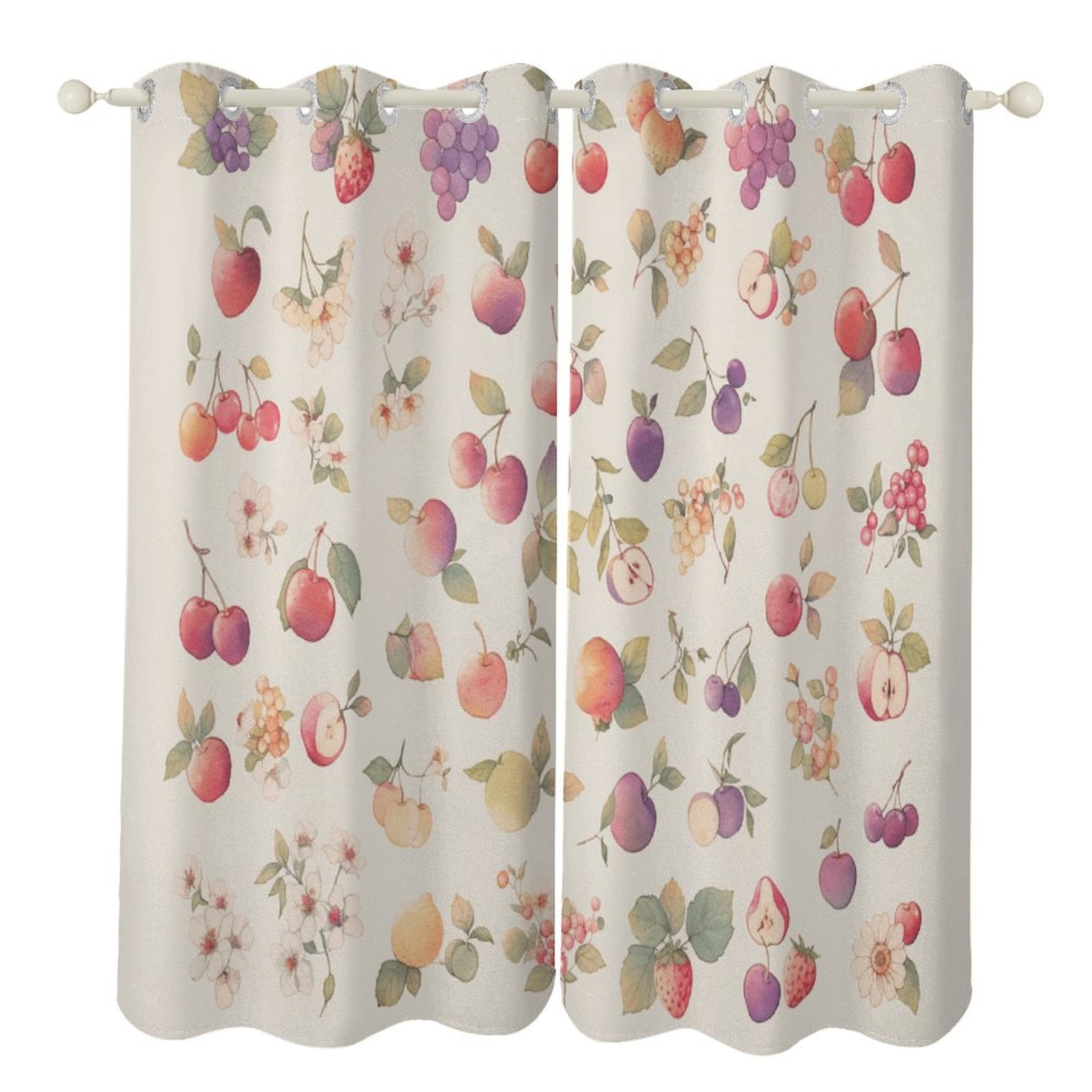 Various Fruits 2 Panel Curtain Set, Watercolor Painting Window ...