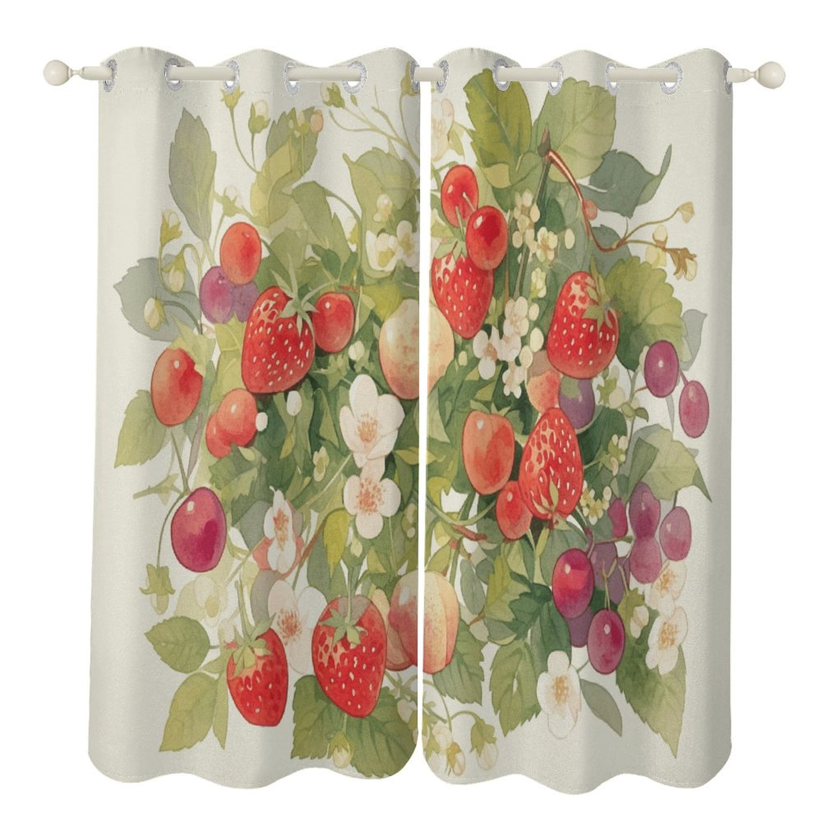 Various Fruits 2 Panel Curtain Set, Watercolor Painting Window ...