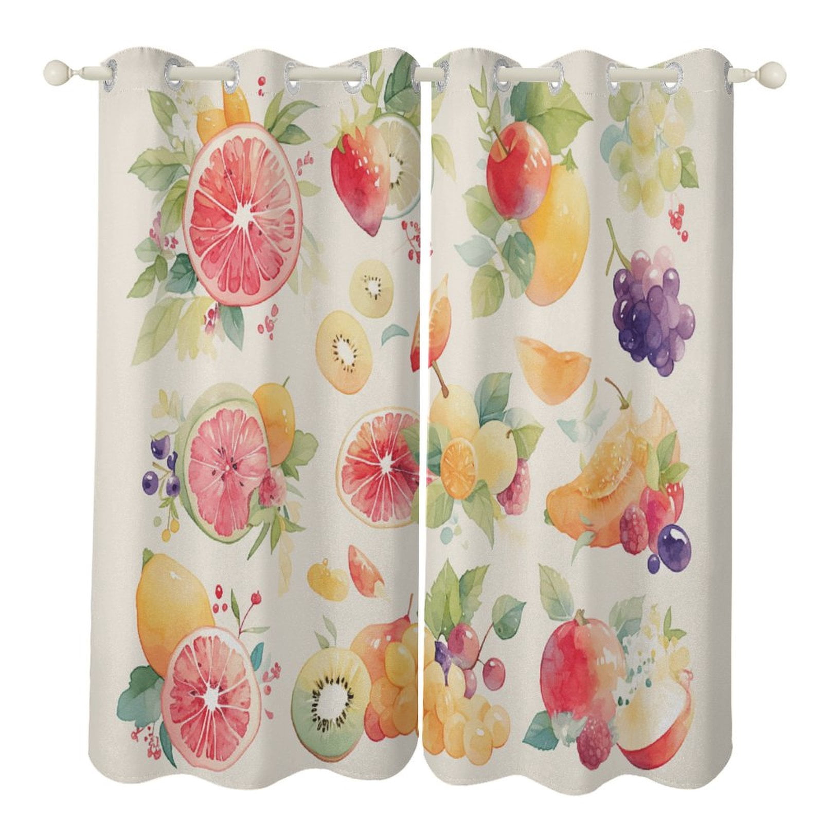Various Fruits Curtains Watercolor Theme Window Curtains Grommet ...