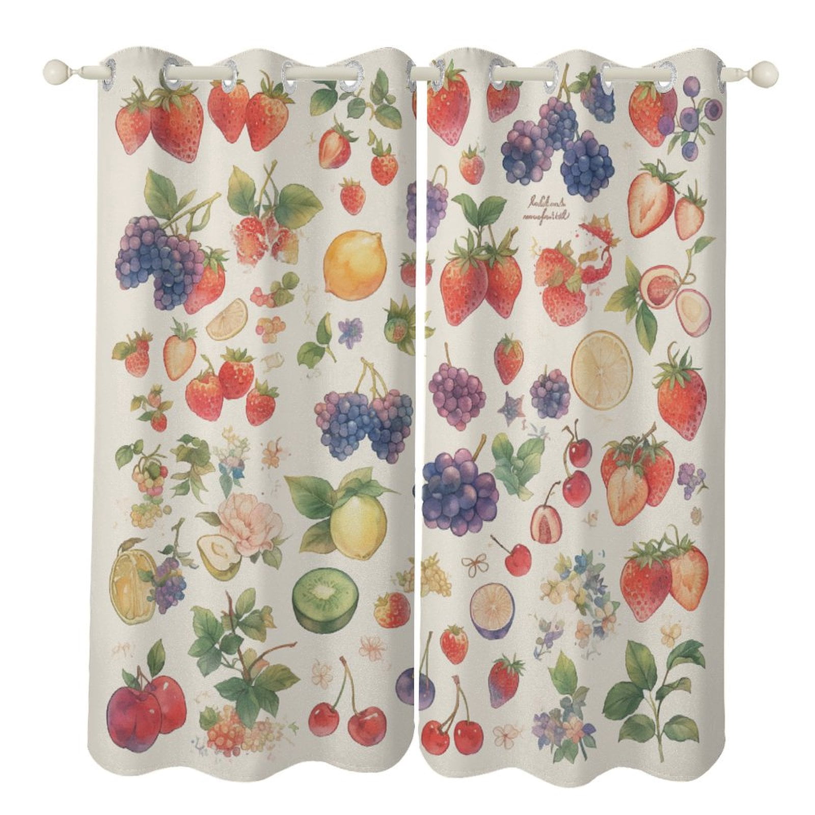 Various Fruits Curtains Watercolor Theme Window Curtains Grommet ...