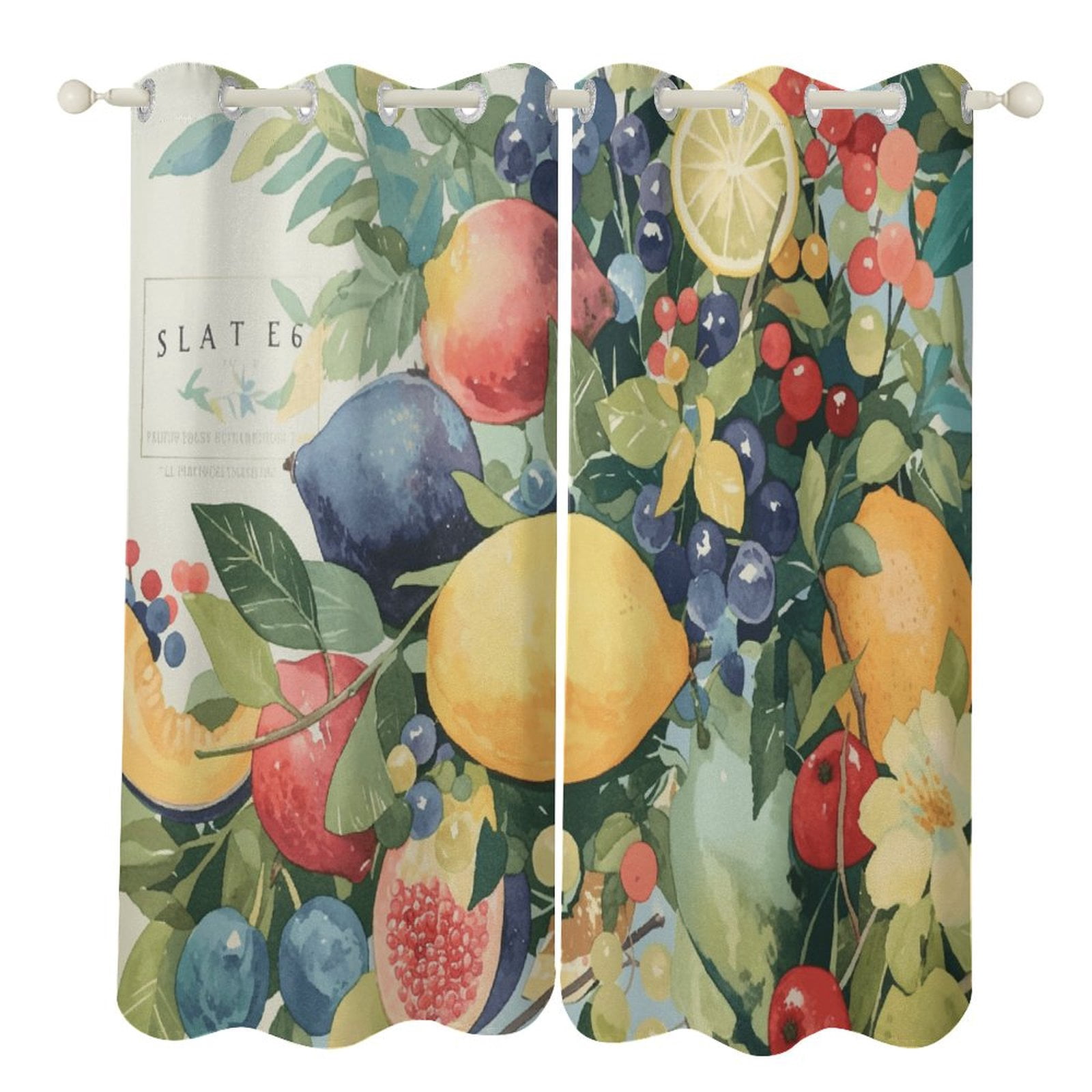 Various Fruits Curtains Watercolor Theme Window Curtains Grommet ...