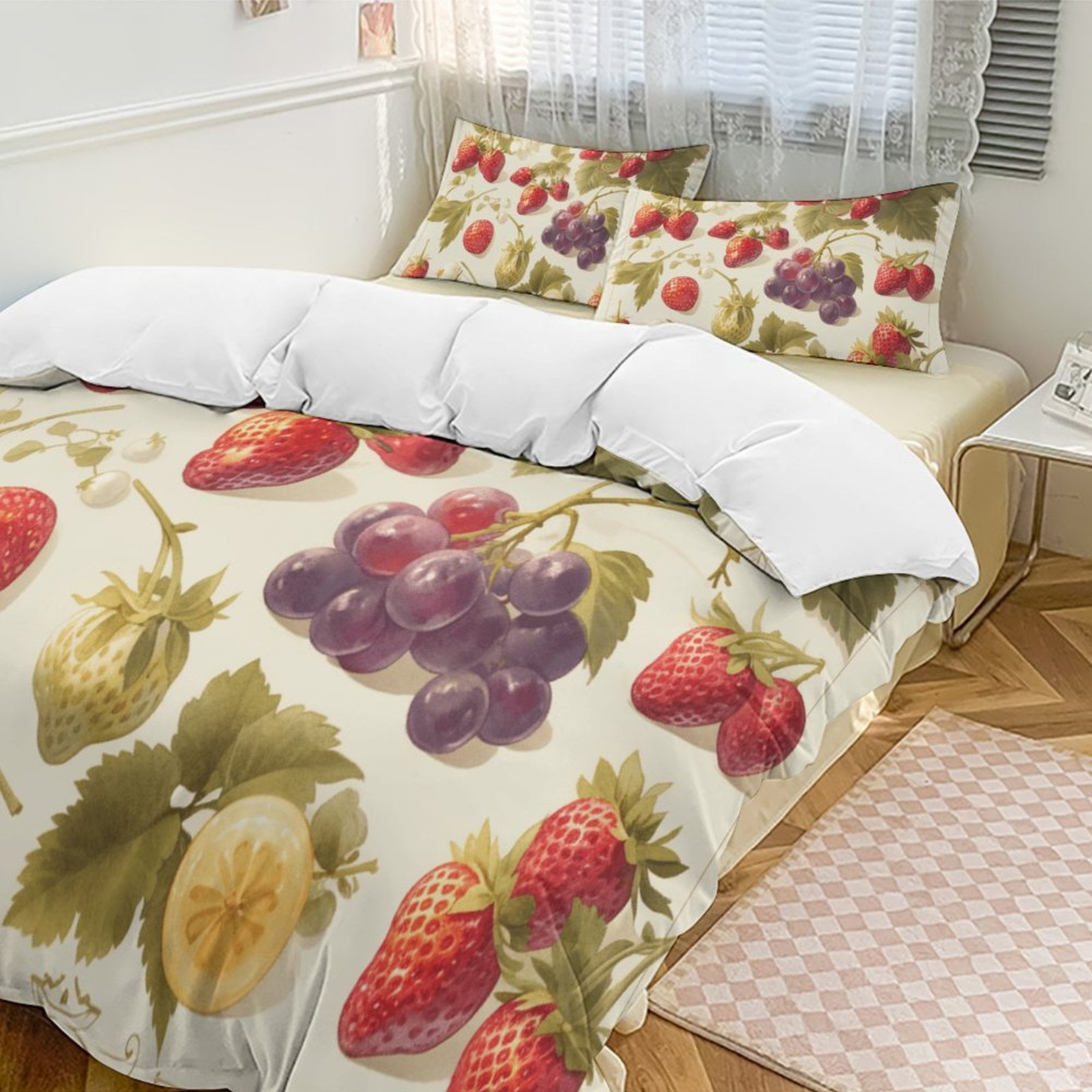 Various Fruits Duvet Cover Set Themed Multicolor Polyester Bedding Set ...
