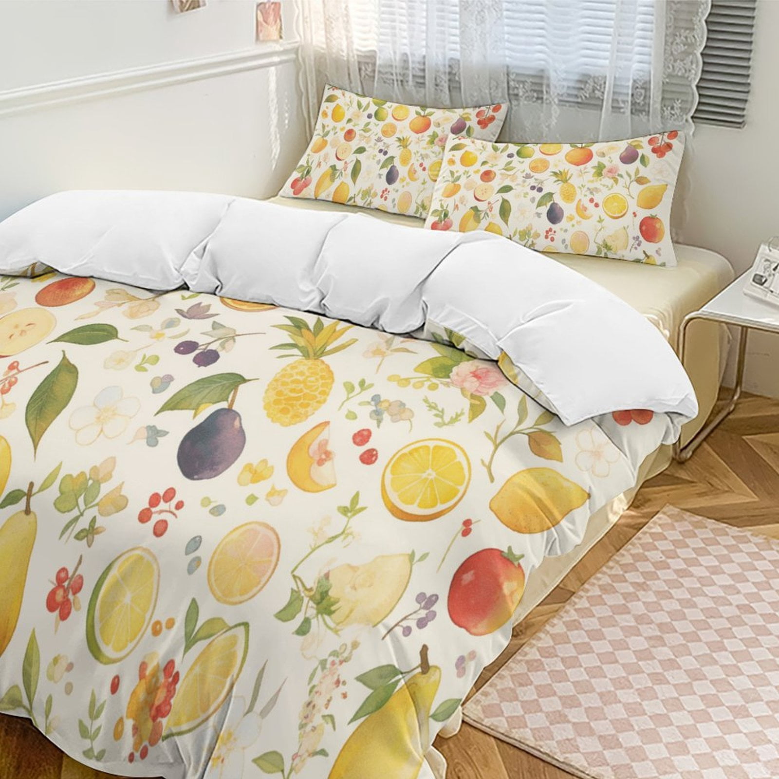 Various Fruits Duvet Cover Set Themed Multicolor Polyester Bedding Set ...