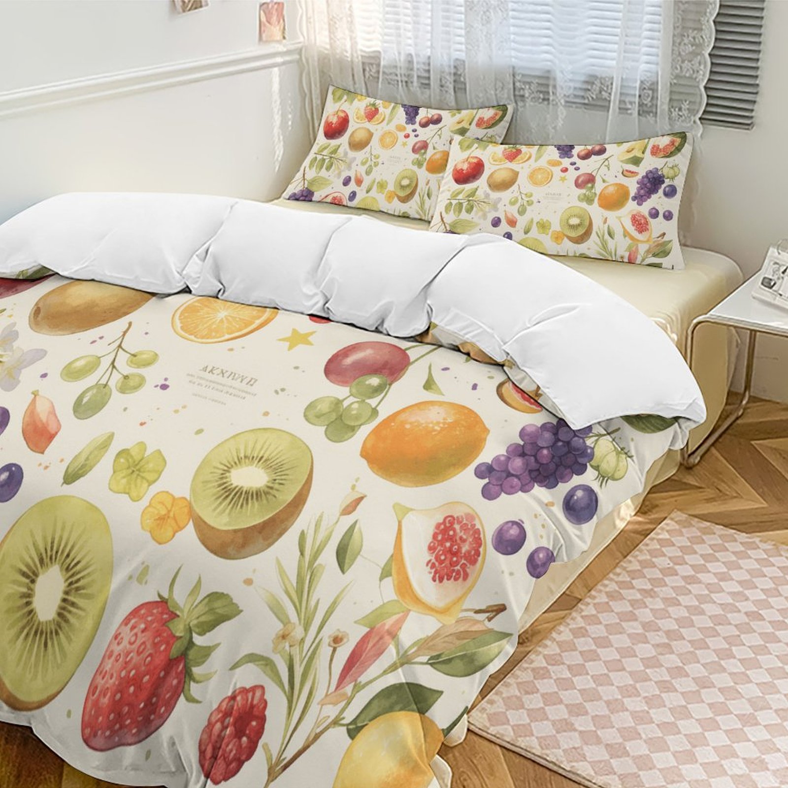 Various Fruits Duvet Cover Set Themed Multicolor Polyester Bedding Set ...