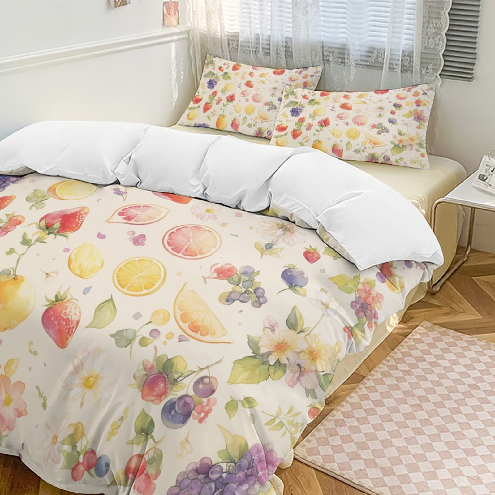Various Fruits Duvet Cover Set Themed Multicolor Polyester Bedding Set ...
