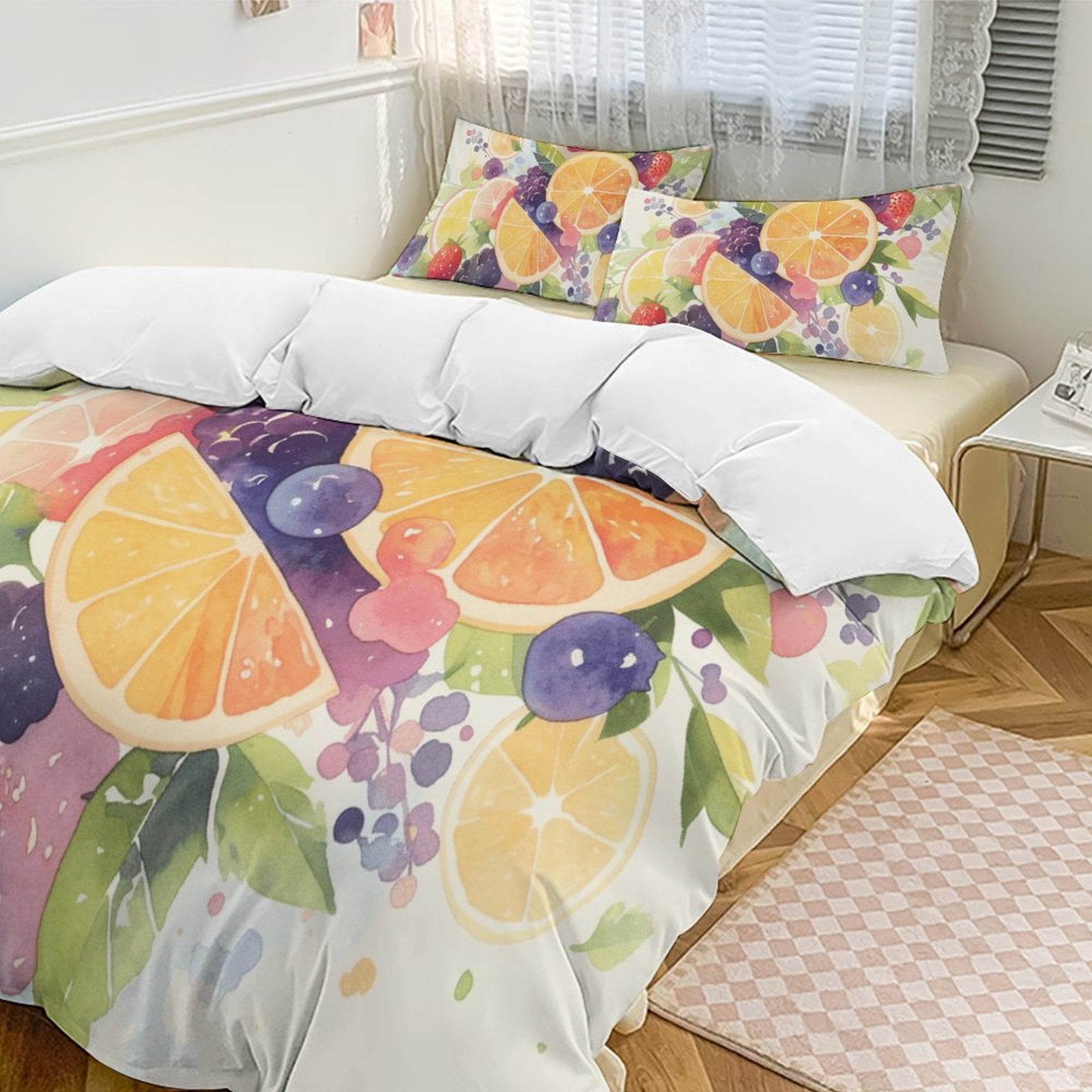 Various Fruits Duvet Cover Set Themed Multicolor Polyester Bedding Set ...