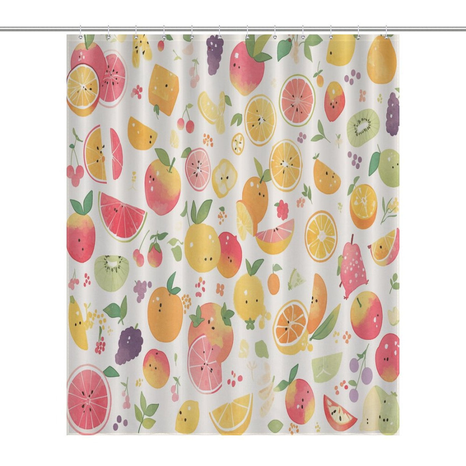 Various Fruits Shower Curtain for Bathroom with 12Hooks, Polyester ...