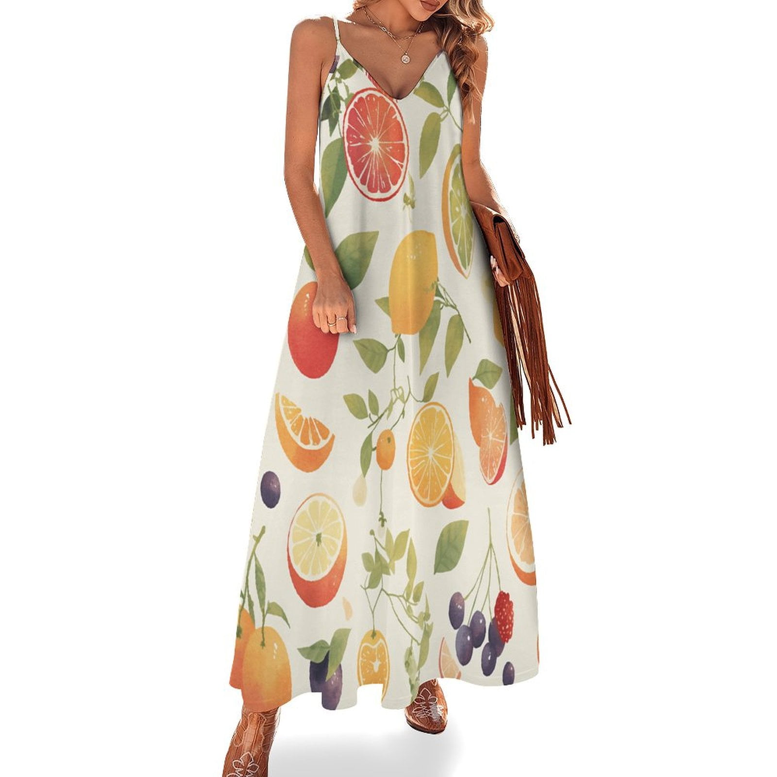 Various Fruits Sleeveless Dress for Women Clothing Female Women's ...