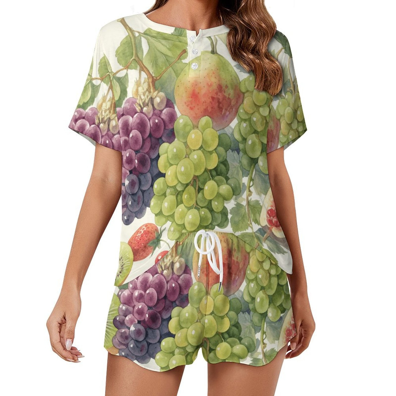 Various Fruits Women's Ruffle Short Sleeve Tops And Shorts Cute Peeps ...