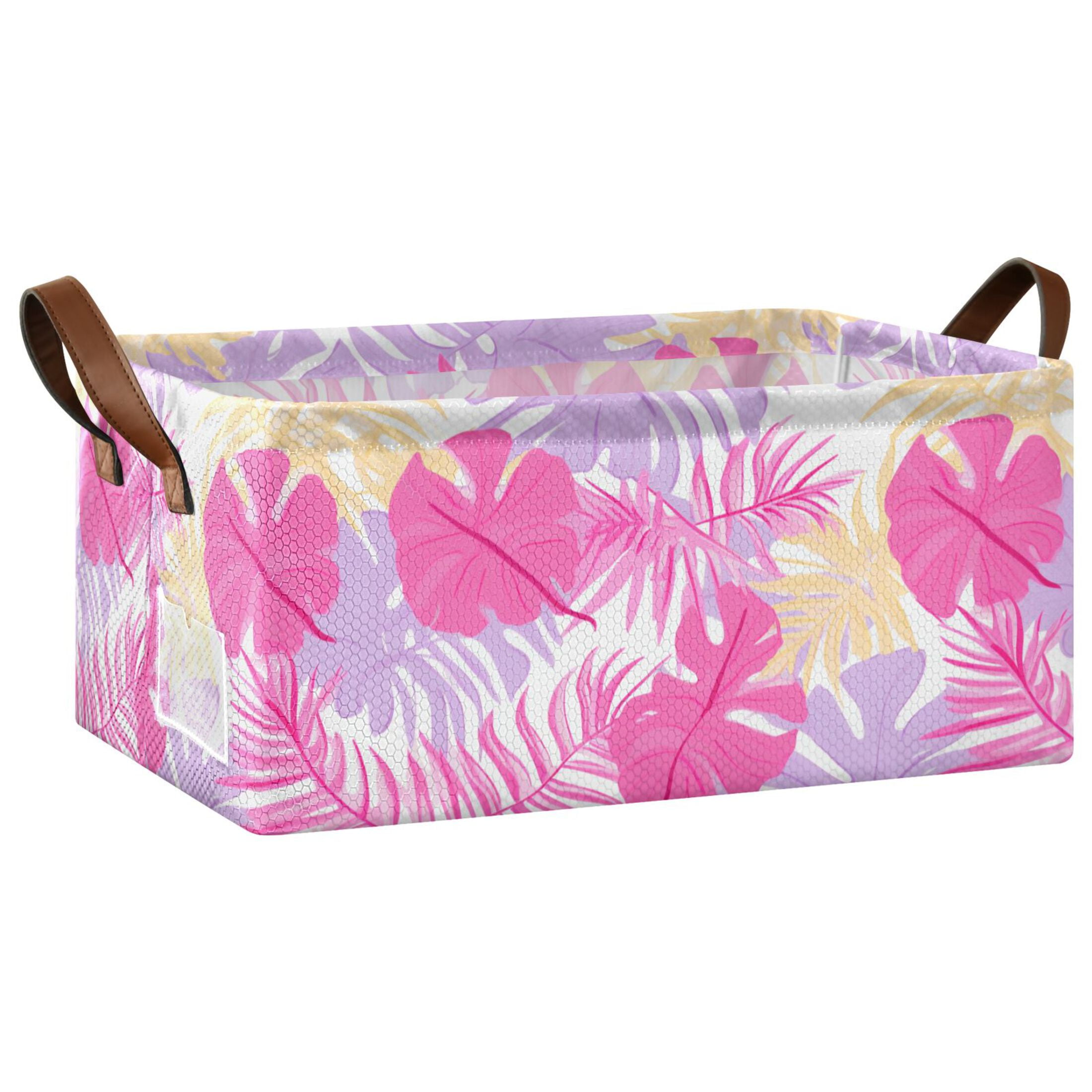 Various Leaf Collapsible Storage Bins Fabric Shelf Baskets with Handles ...