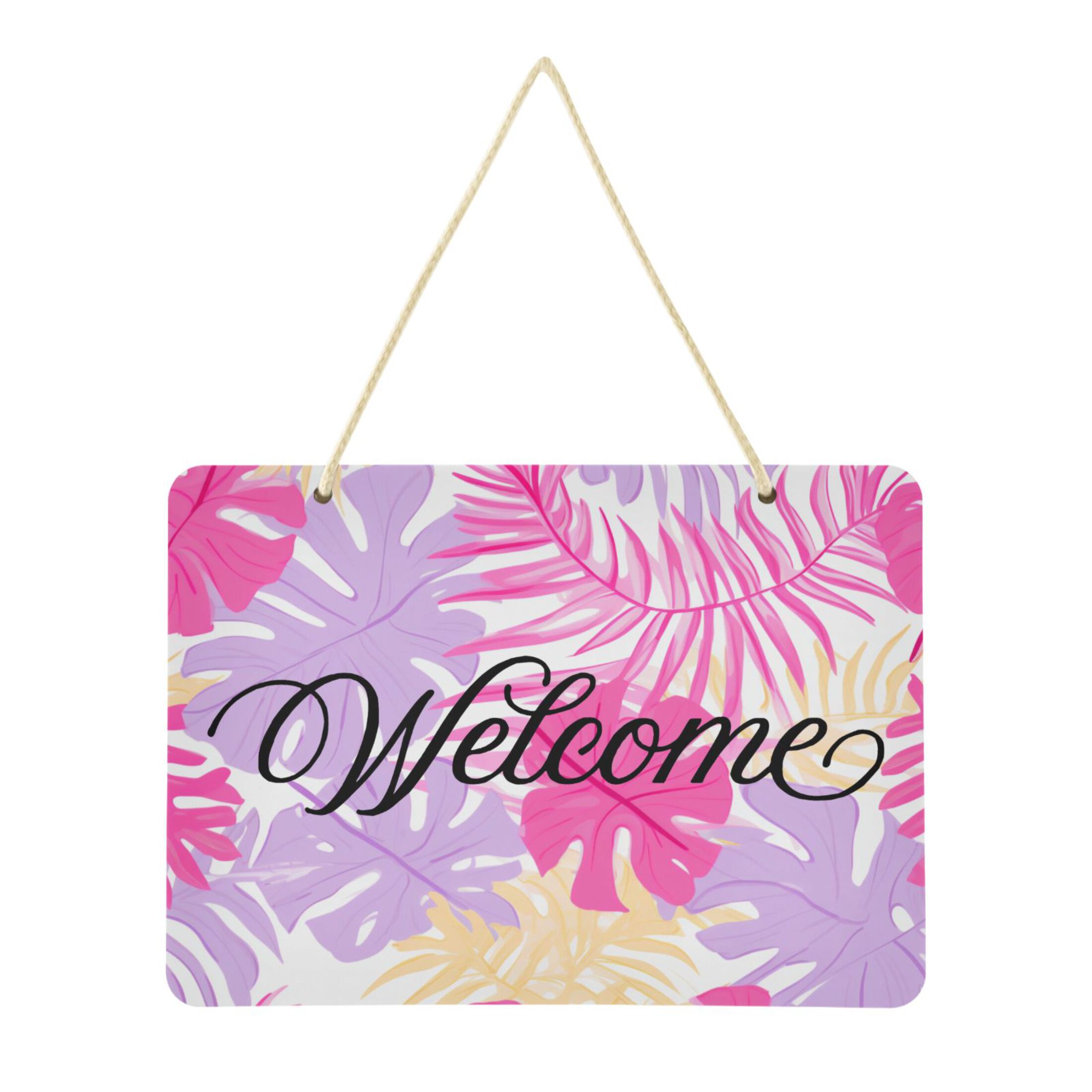 Various Leaf Welcome Sign Front Door PVC 14x10 inch Hanger Hello Sign ...