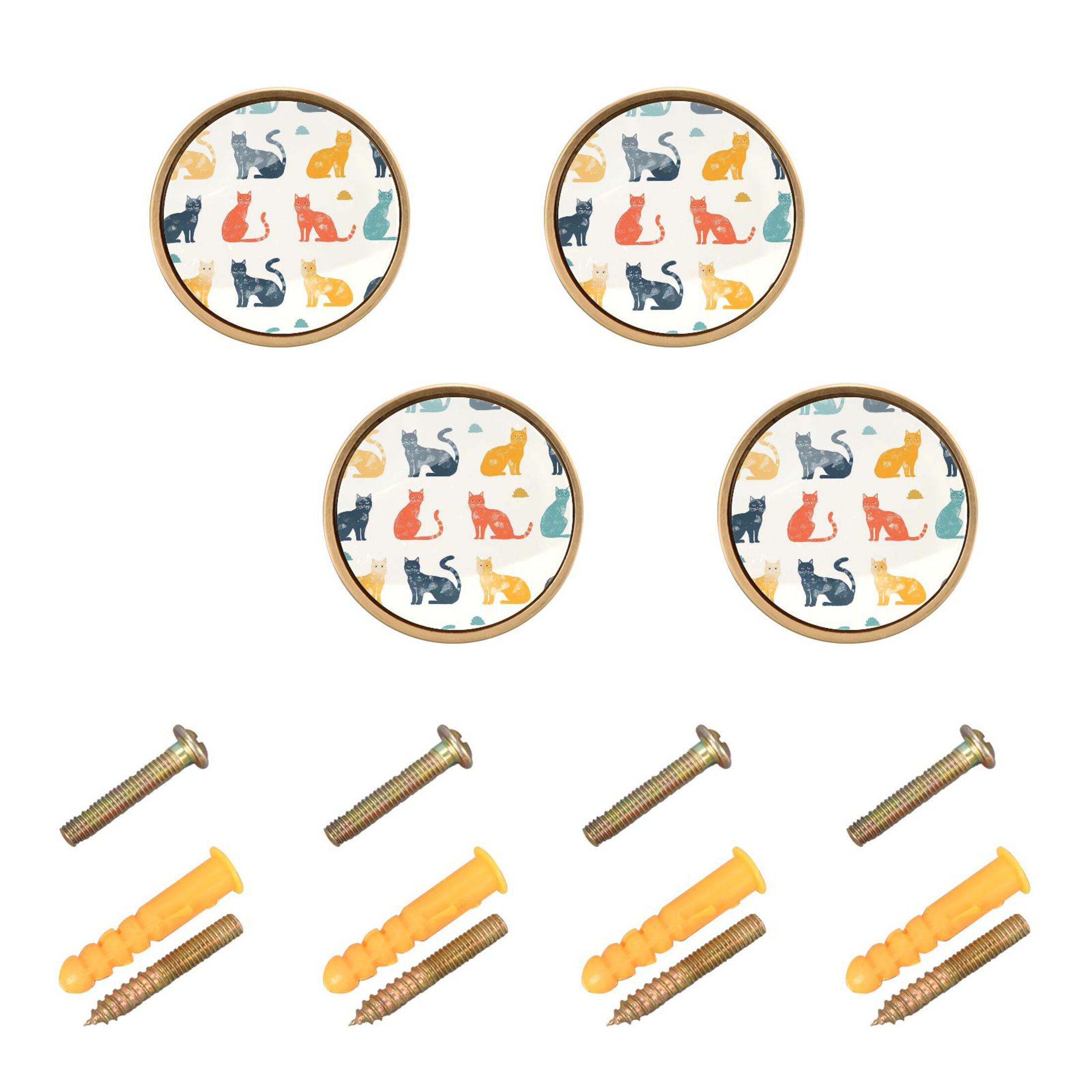 Various Pose Cats Cabinet Knobs Sets Kitchen Pulls Dresser Drawer ...