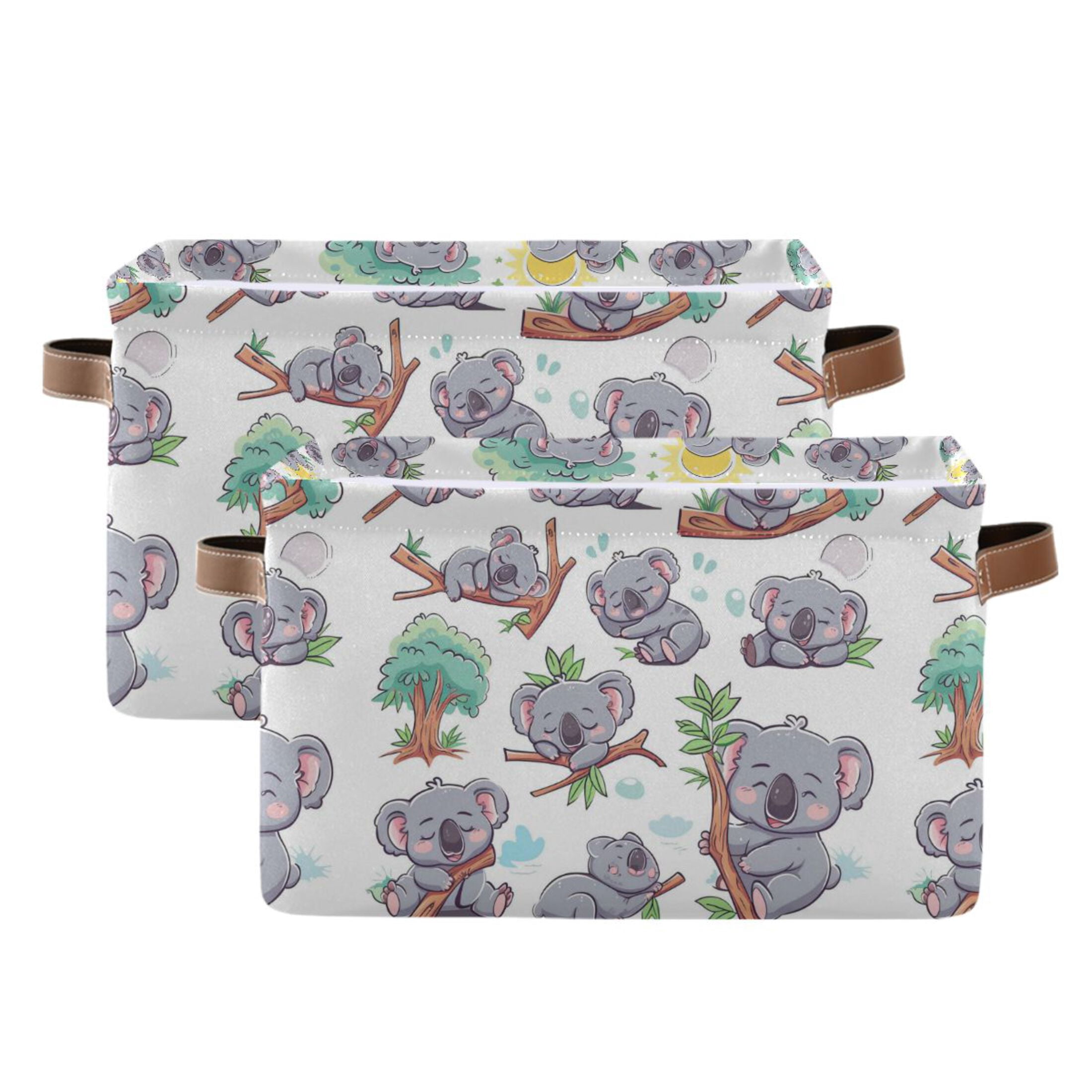 Various Pose Koalas Storage Bins with Handle Fabric Organizer Basket ...