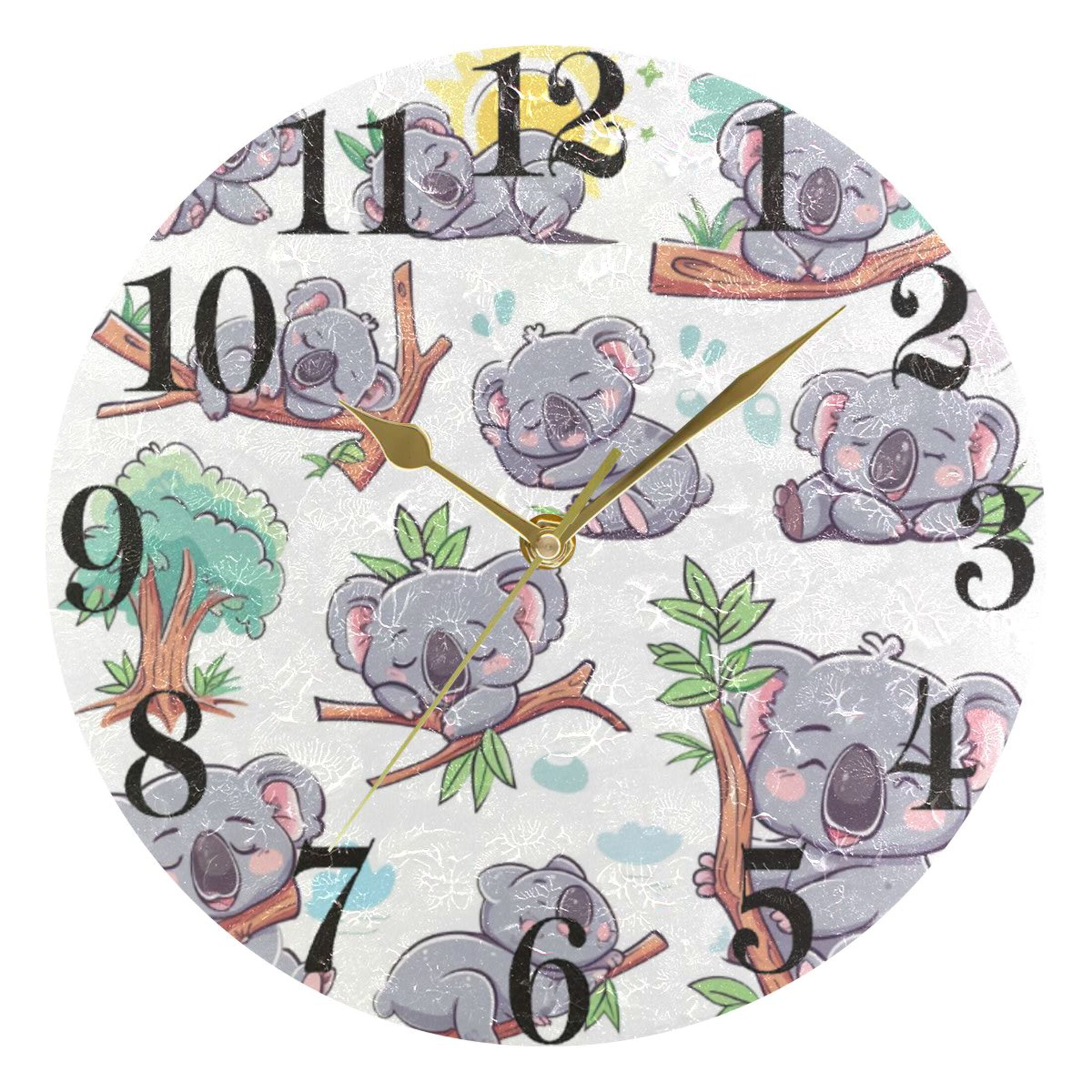 Various Pose Koalas Wall Clock 9.8 inch Battery Operated Clocks Non ...