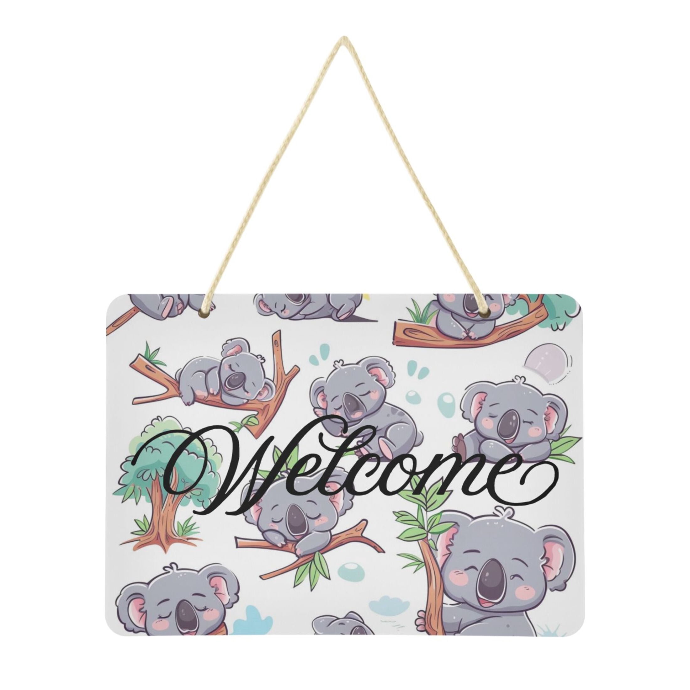 Various Pose Koalas Welcome Sign Front Door PVC 14x10 inch Hanger Hello ...