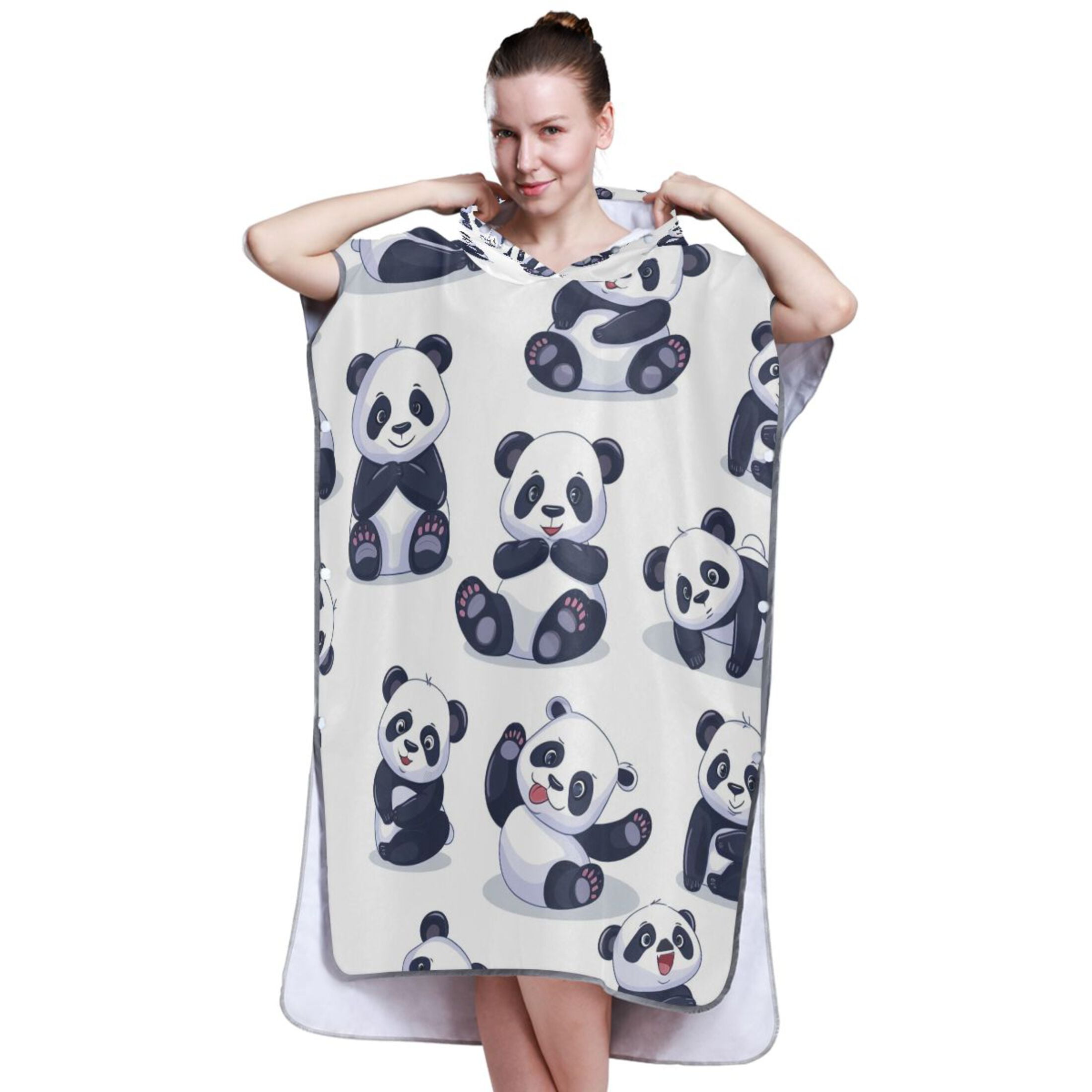 Various Pose Pandas Star Hooded Beach Towel Adult Bath Poncho Towels ...