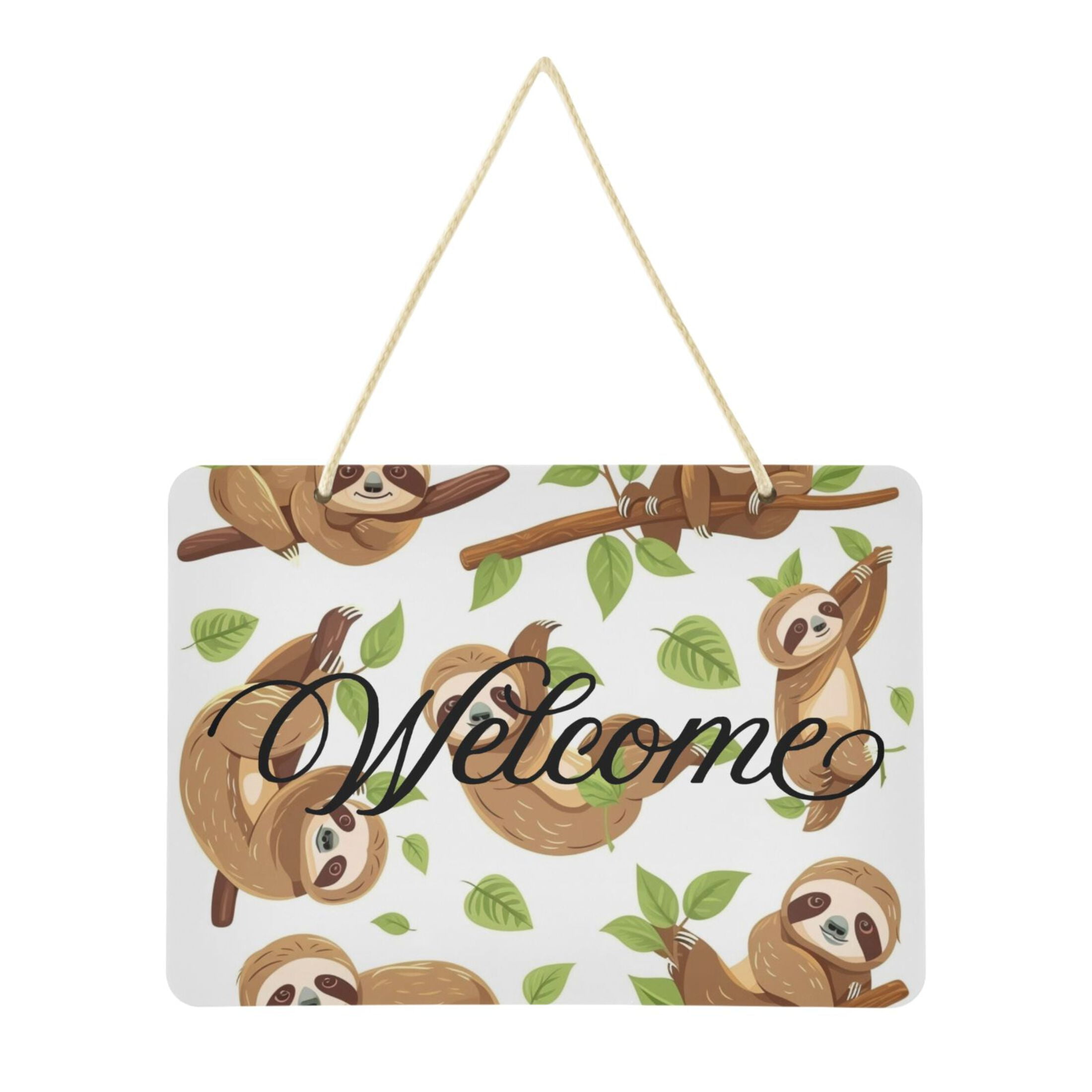 Various Pose Sloths Welcome Sign Front Door PVC 14x10 inch Hanger Hello ...