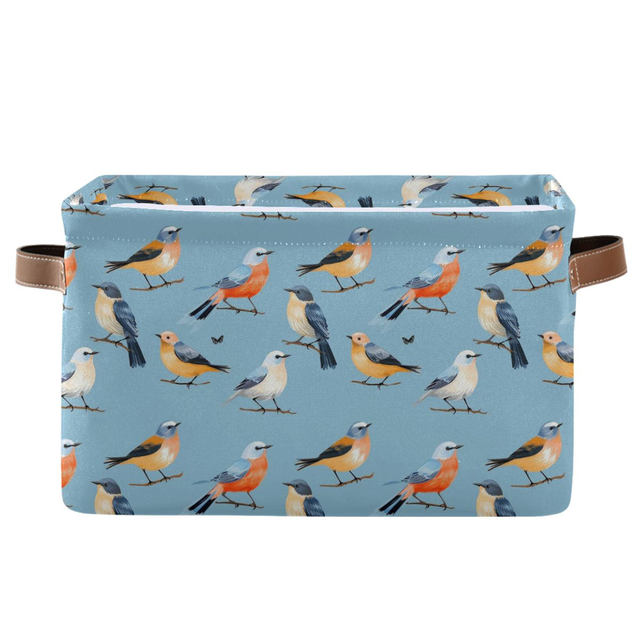 Various Poses Birds Storage Bins with Handle Fabric Organizer Basket ...