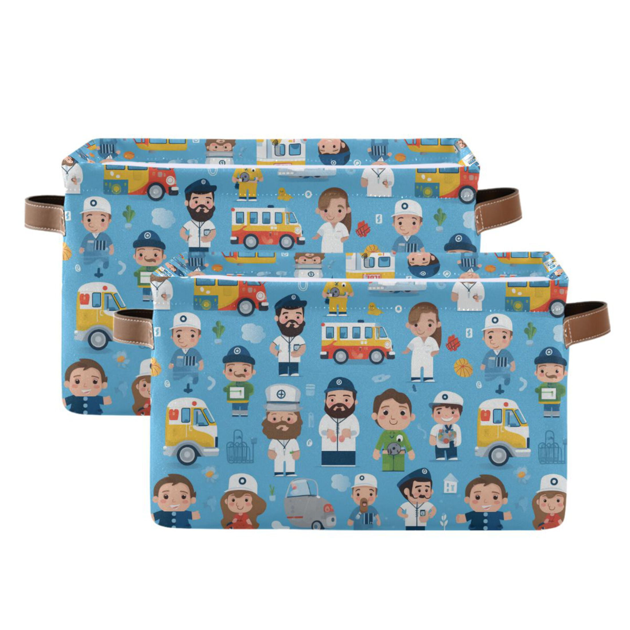Various Professions Character Storage Bins with Handle Fabric Organizer ...