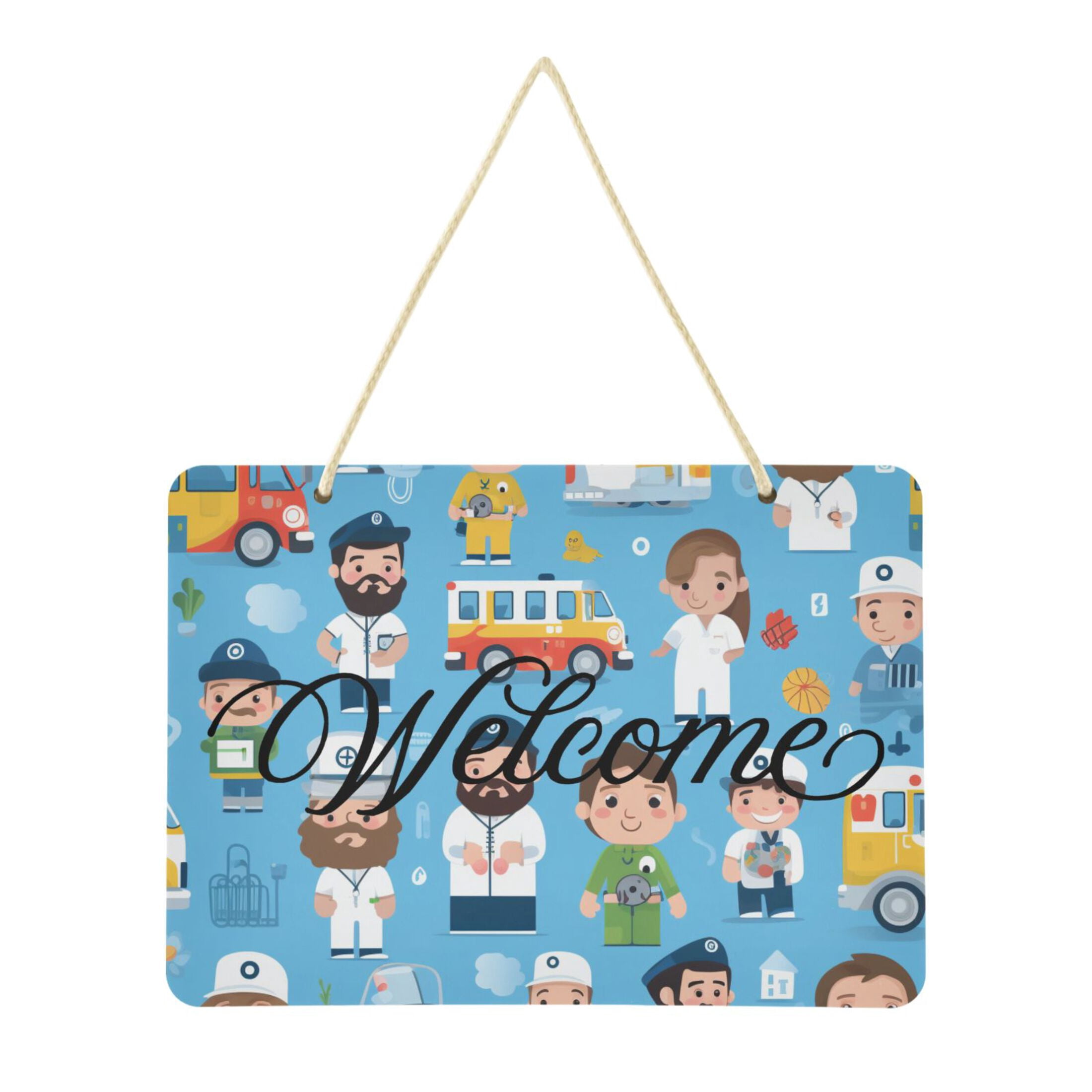 Various Professions Character Welcome Sign Front Door PVC 14x10 inch ...