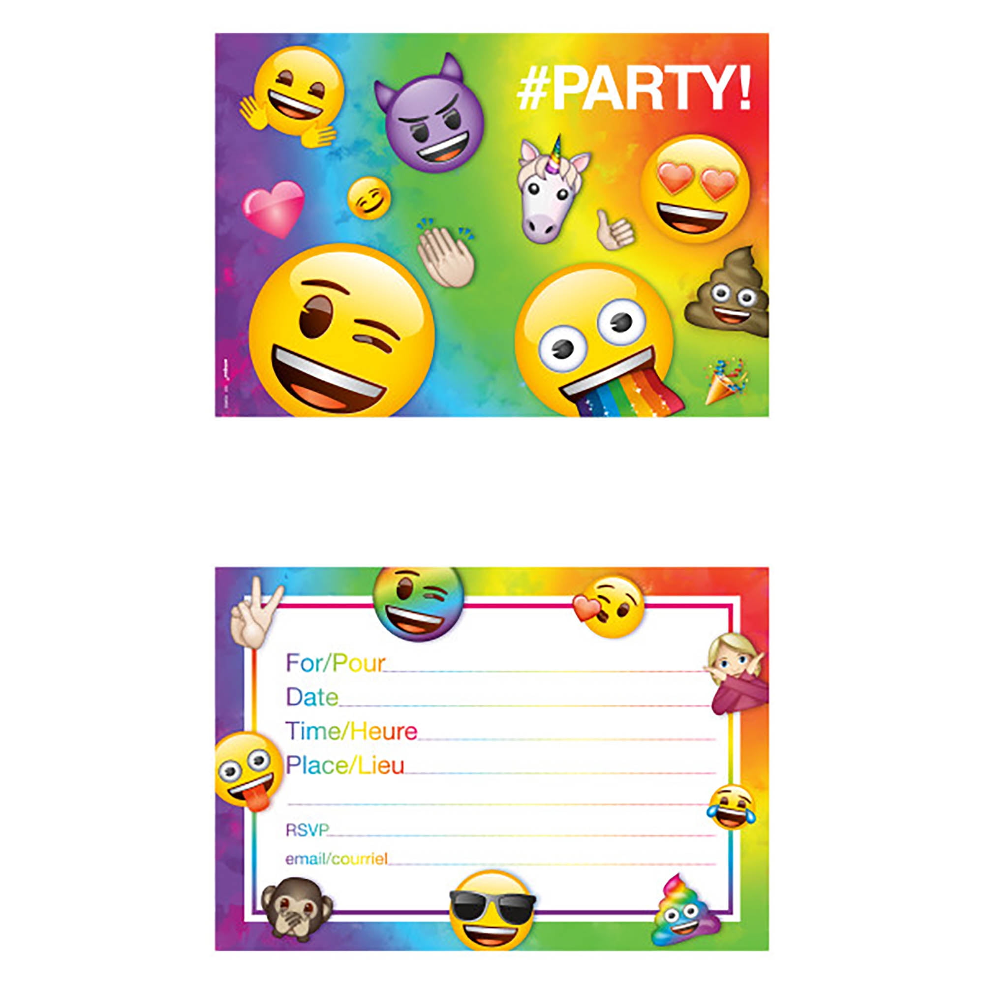 Various Rainbow Fun Emoji Invitations, 8 Count, Multicolor - Walmart.com