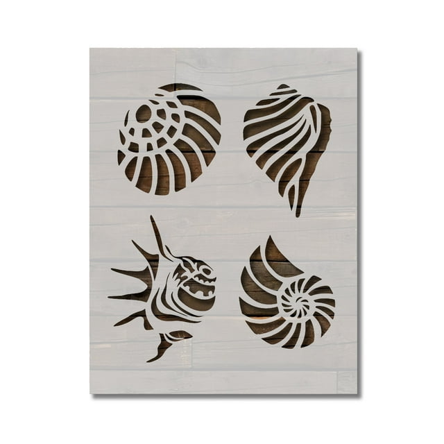 Various Sea Shells Option 2 Stencil Template Reusable 8.5 x 11 Inches ...