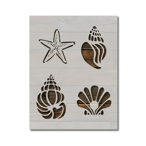 Various Sea Shells Option 3 Stencil Template Reusable 8.5 x 11 Inches ...