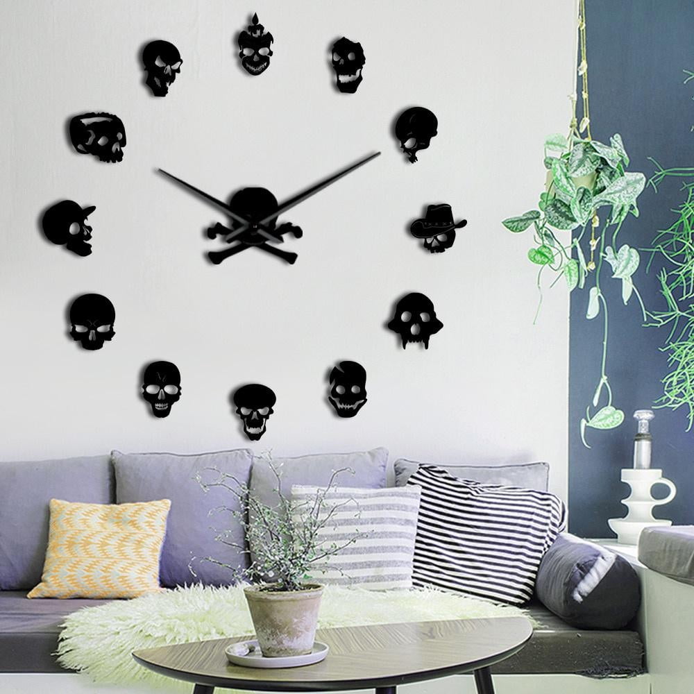 Various Skull Heads Decorative DIY Sticker Large Wall Clocks Dead ...