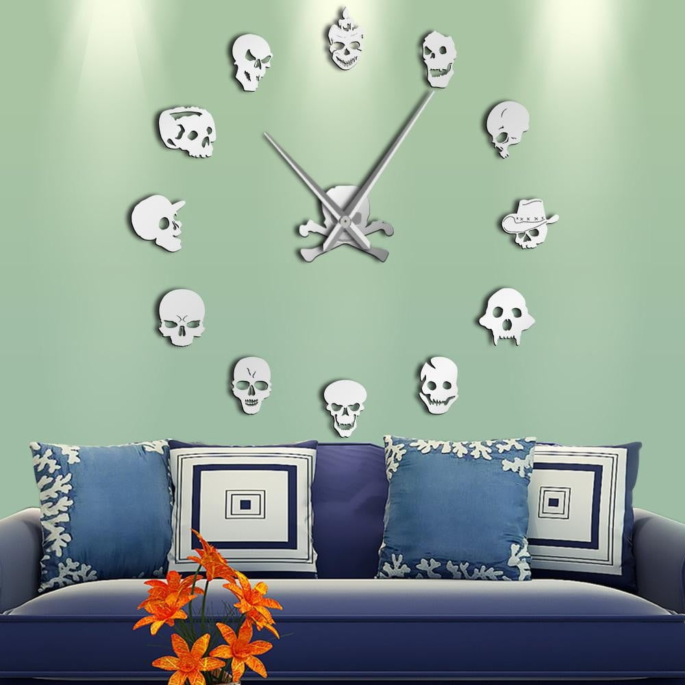 Various Skull Heads Decorative DIY Sticker Large Wall Clocks Dead ...