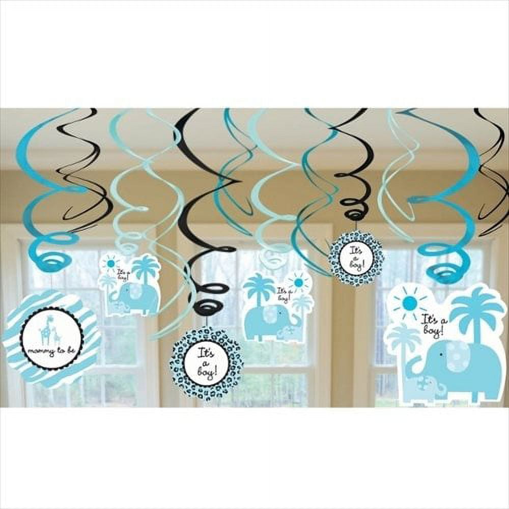 Various Sweet Safari Boy Hanging Swirl Decorations, 12-Pack, Easy-to ...