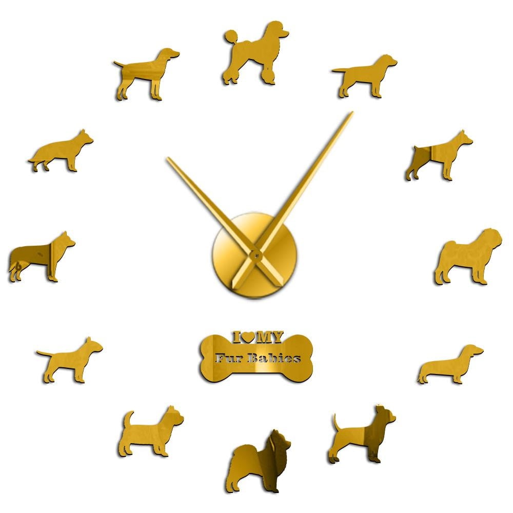 Various Types of Dogs Frameless Wall Clock Stickers, DIY Modern ...