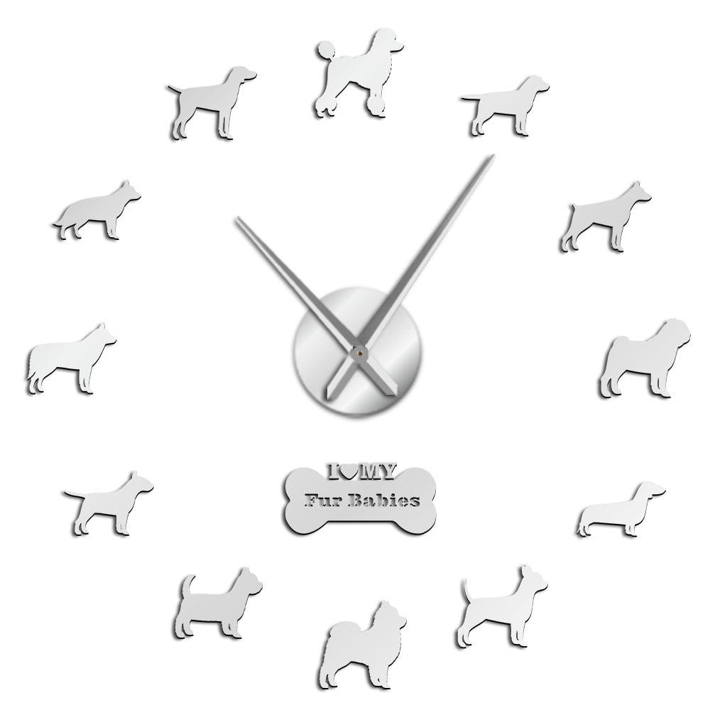 Various Types of Dogs Frameless Wall Clock Stickers, DIY Modern ...