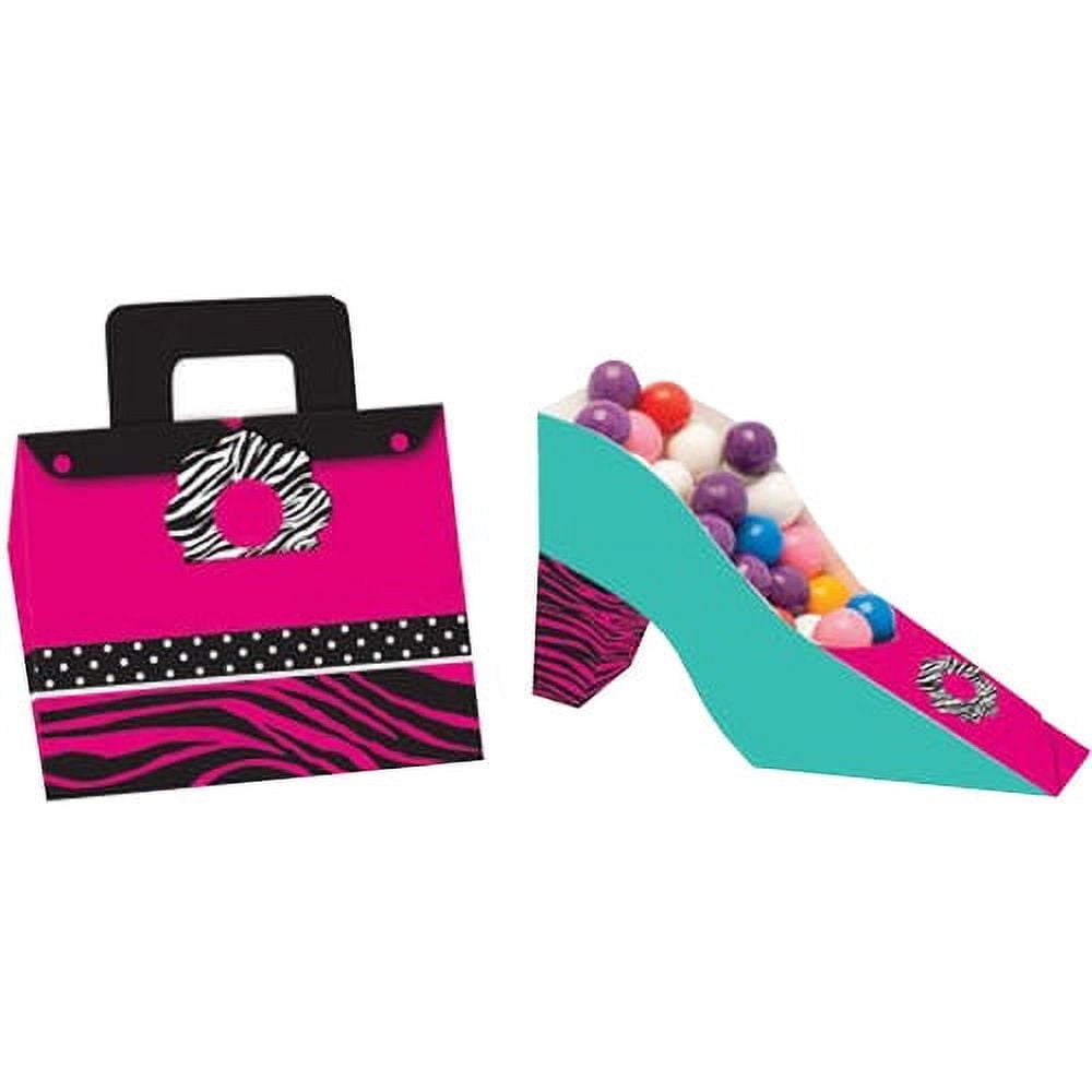 Various Zebra Stripes 'Pink Zebra Boutique' Animal Print Favor Boxes, 4 ...