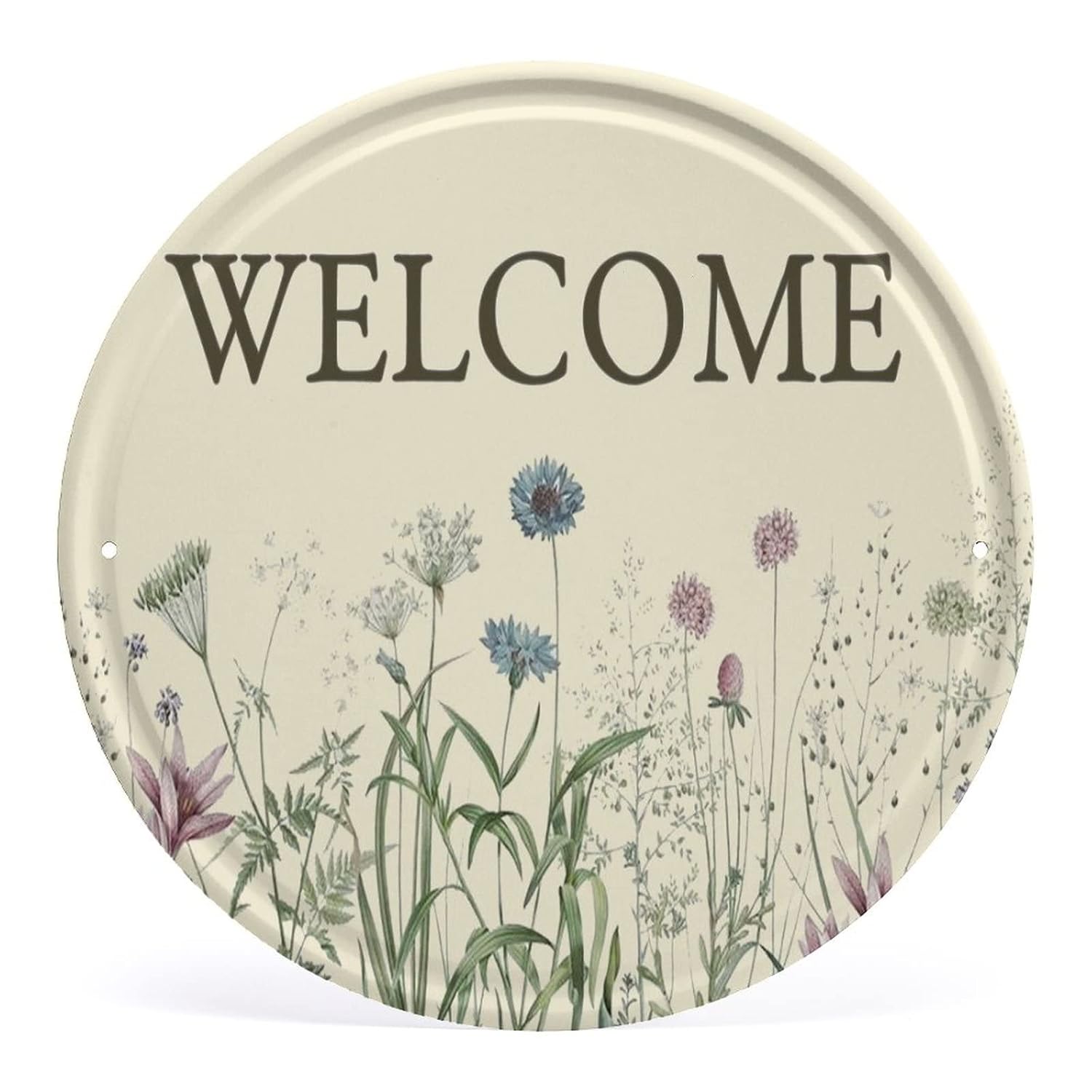 Various plants WELCOME Round Door Hanger Metal tin Sign Decoration for ...