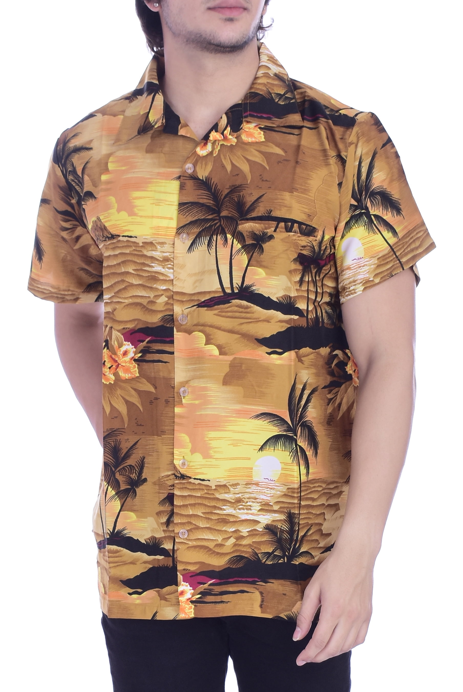 Varnit Crafts Hawaiian Shirt for Men Aloha Beach Brown S - Walmart.com