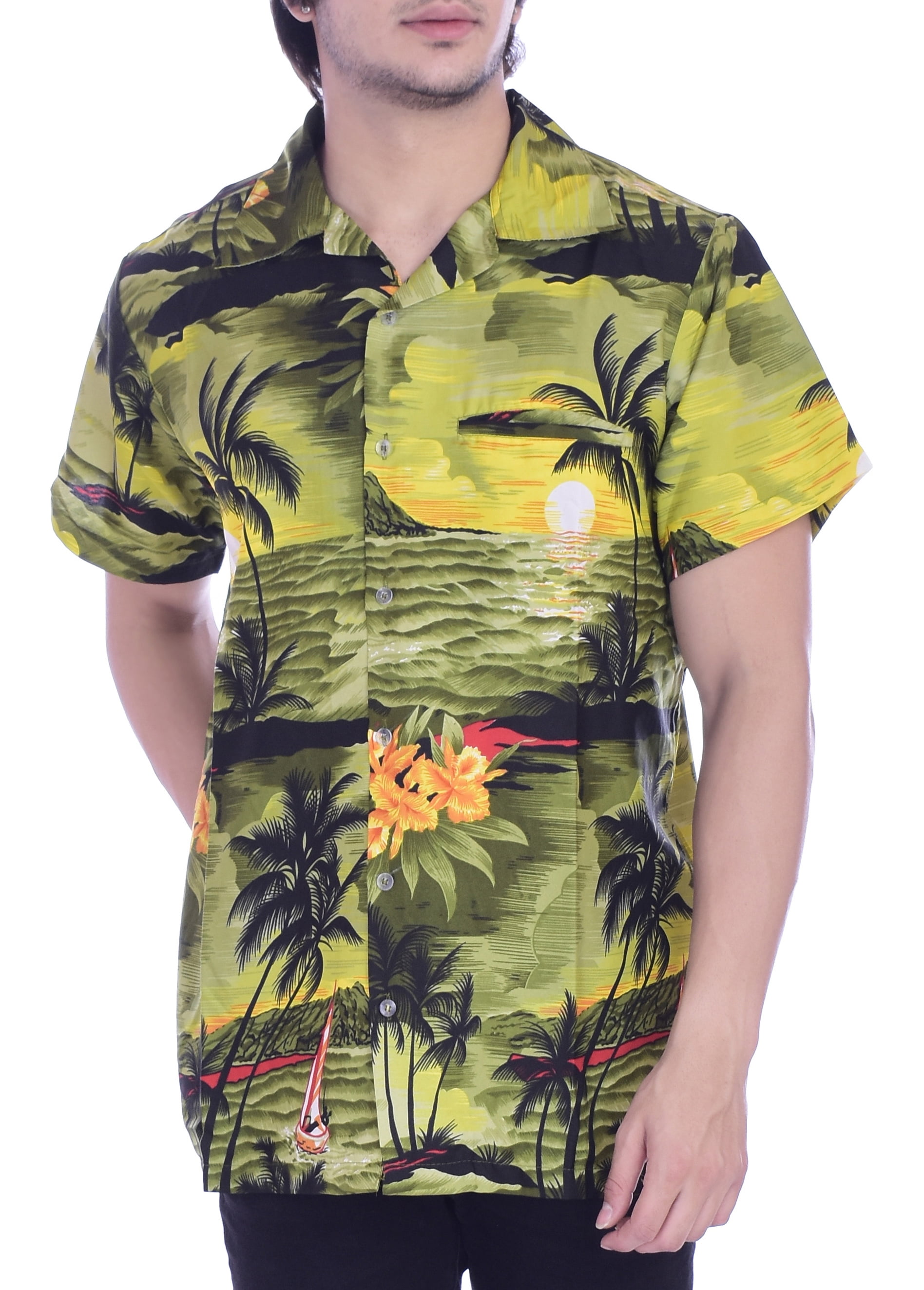 Varnit Crafts Hawaiian Shirt for Men Aloha Beach DarkGreen XS - Walmart.com