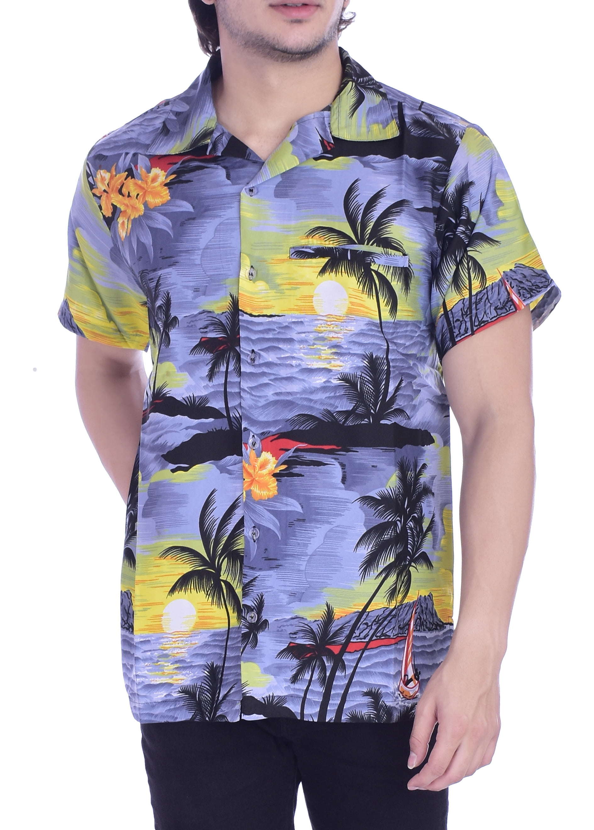 Varnit Crafts Hawaiian Shirt for Men Aloha Beach Grey S - Walmart.com