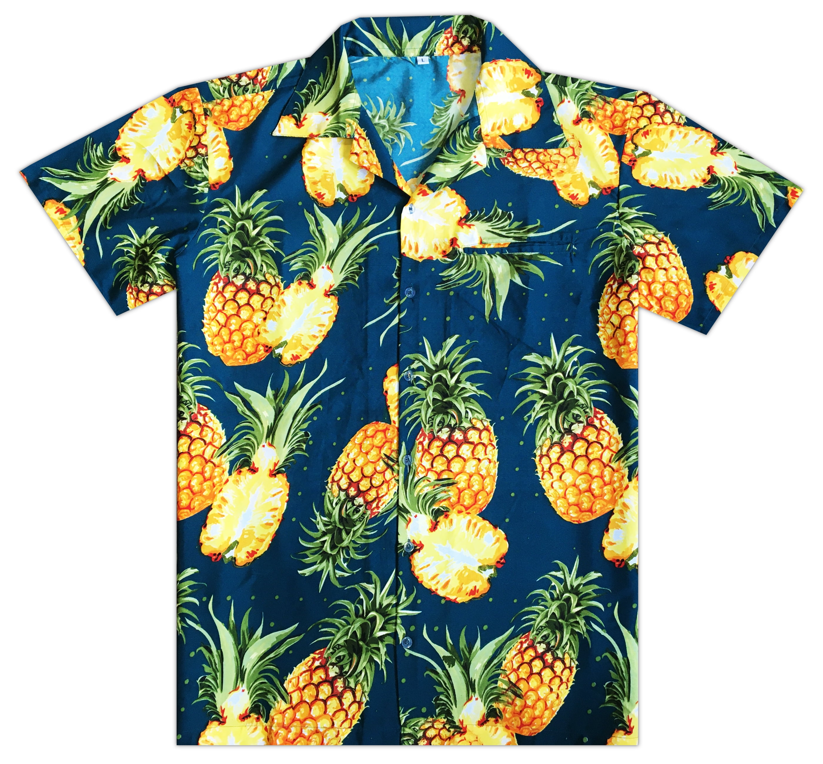 Varnit Crafts Hawaiian Shirt for Men Aloha Cut Pineapple Petrolgreen M - Walmart.com
