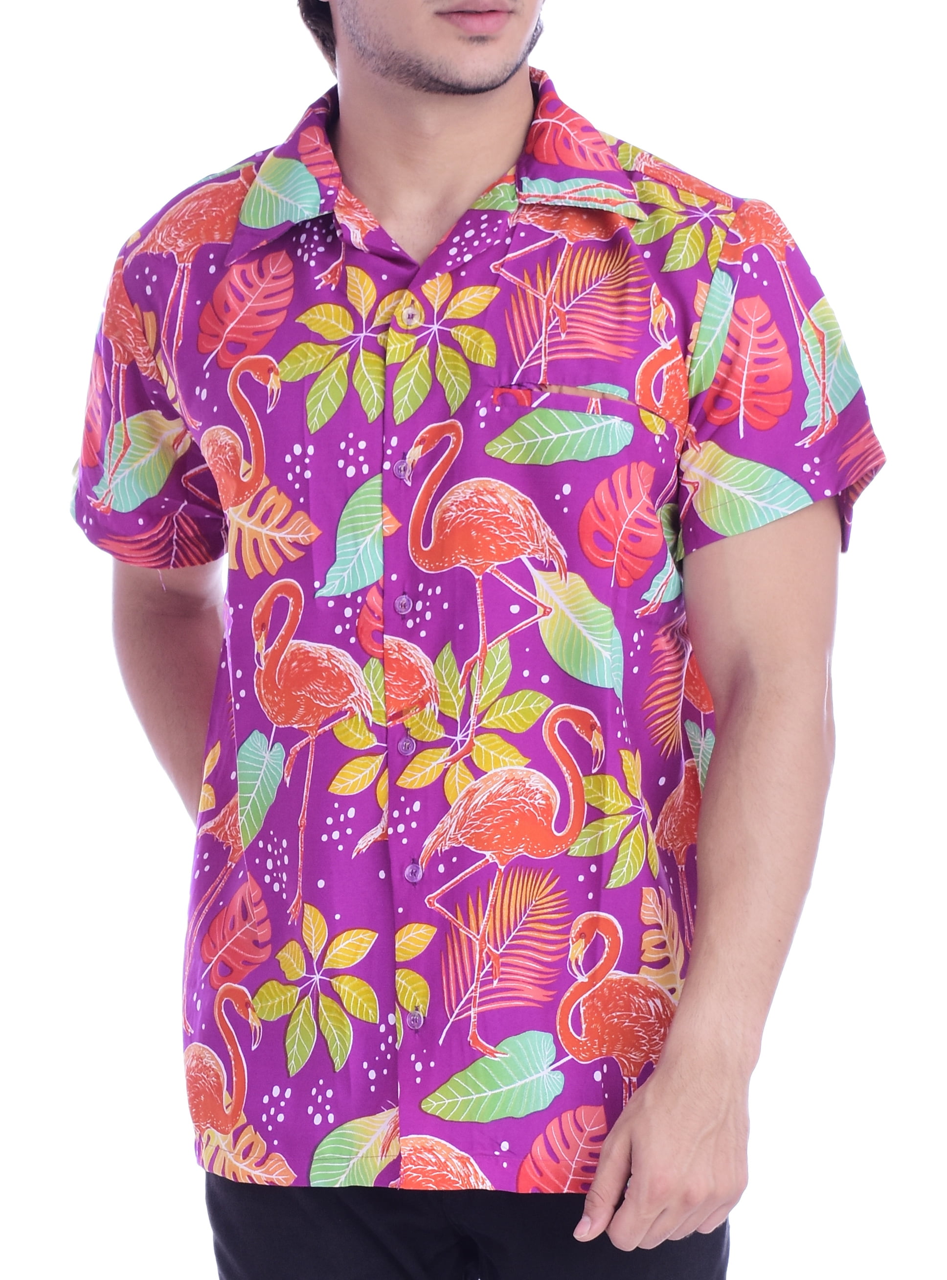 Varnit Crafts Hawaiian Shirt for Men Aloha Flamingo Purple L - Walmart.com