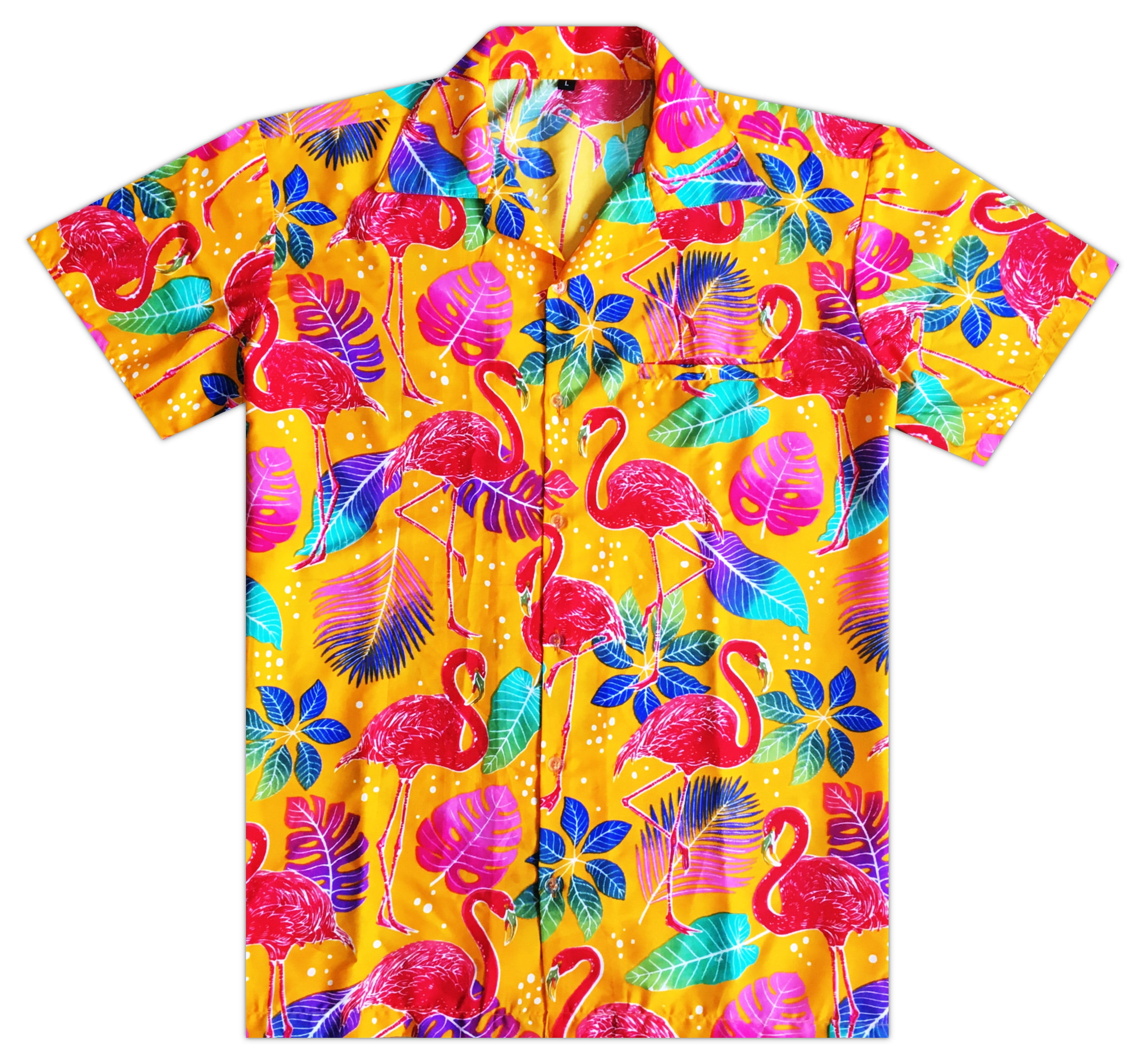 Varnit Crafts Hawaiian Shirt for Men Aloha Flamingo Yellow XXL - Walmart.com