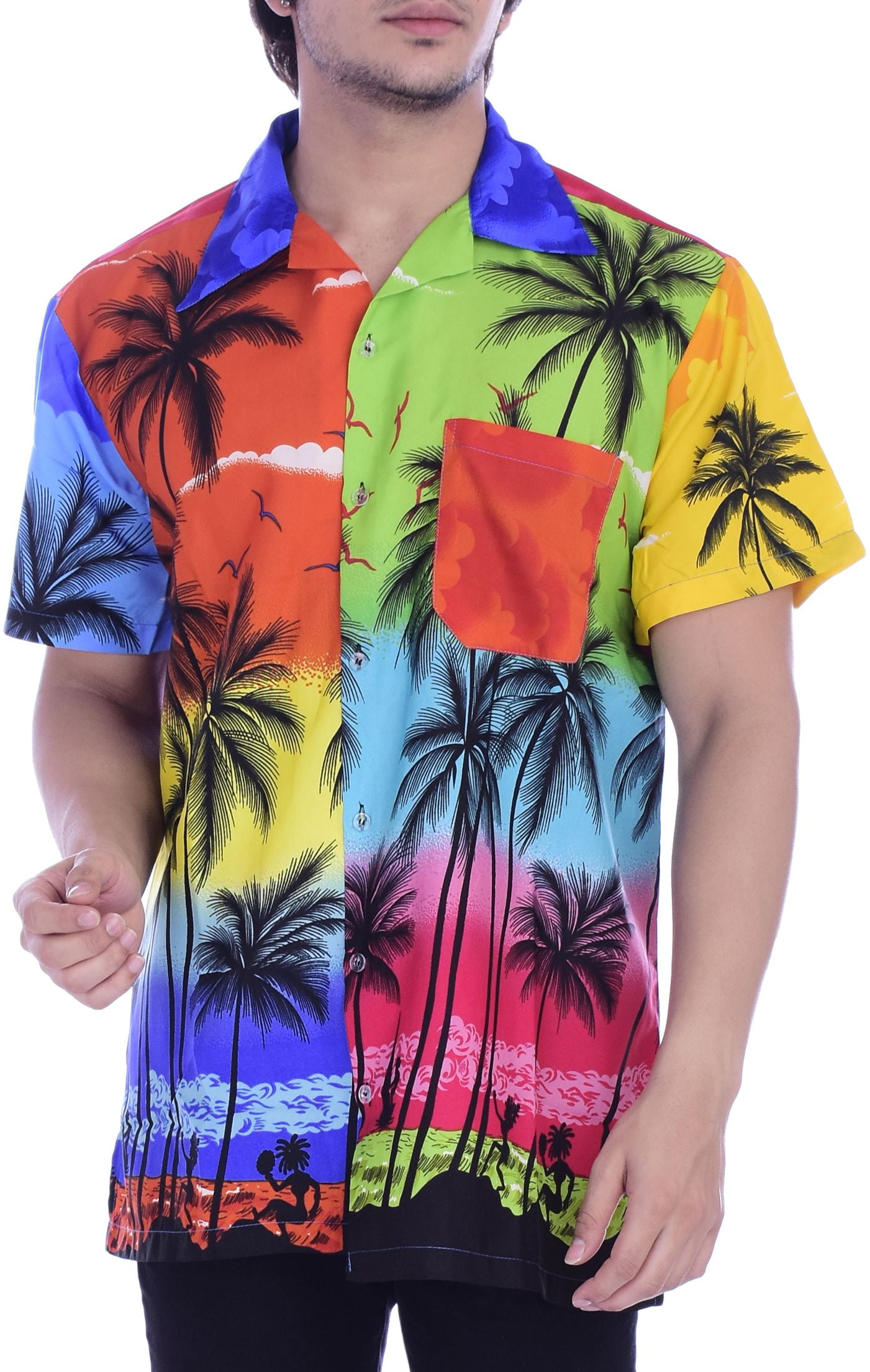 Varnit Crafts Mens Hawaiian Shirt Relaxed-Fit Funky Casual Opal Multi XL - Walmart.com