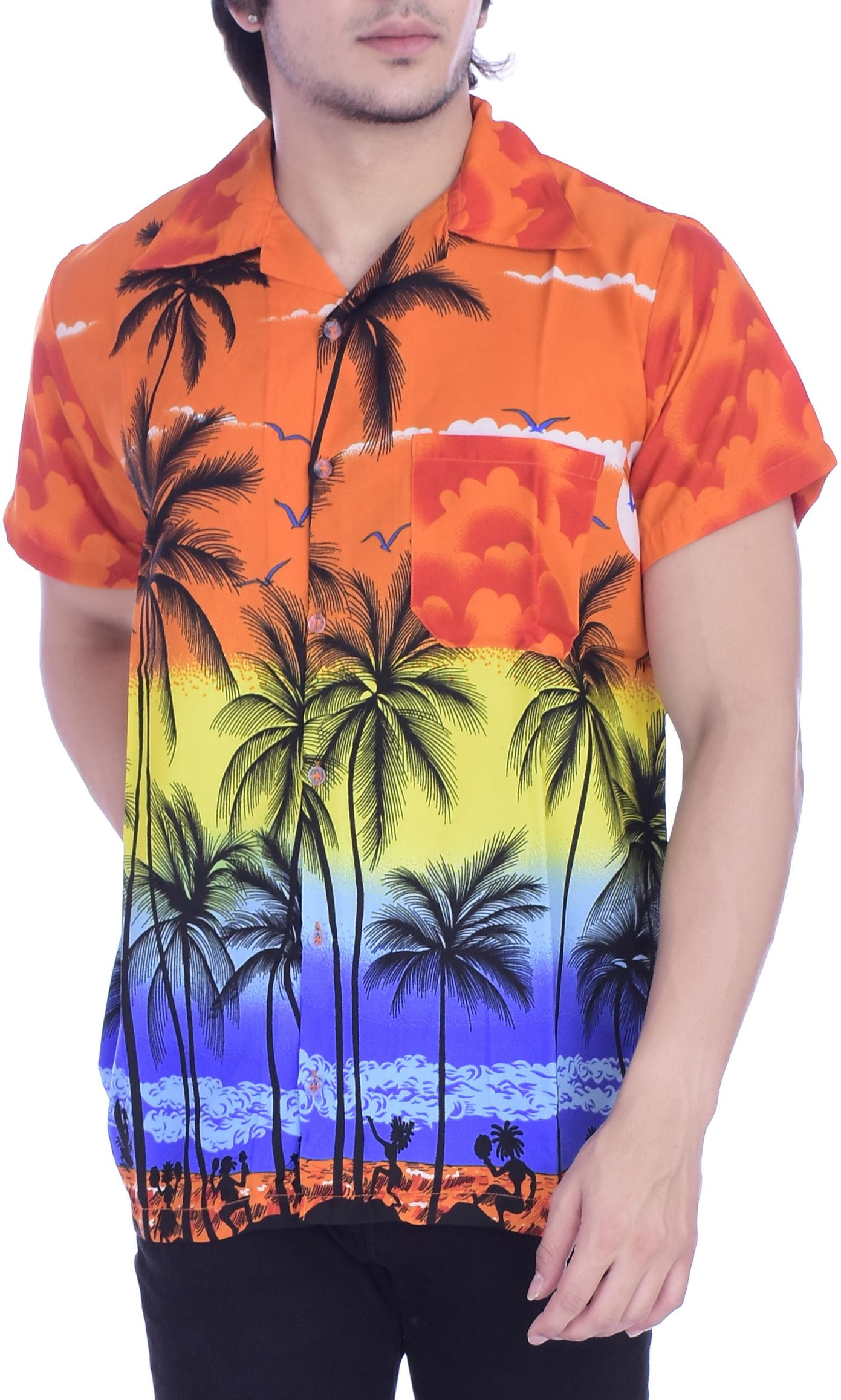 Varnit Crafts Mens Hawaiian Shirt Relaxed-Fit Funky Casual Opal Orange 5XL - Walmart.com